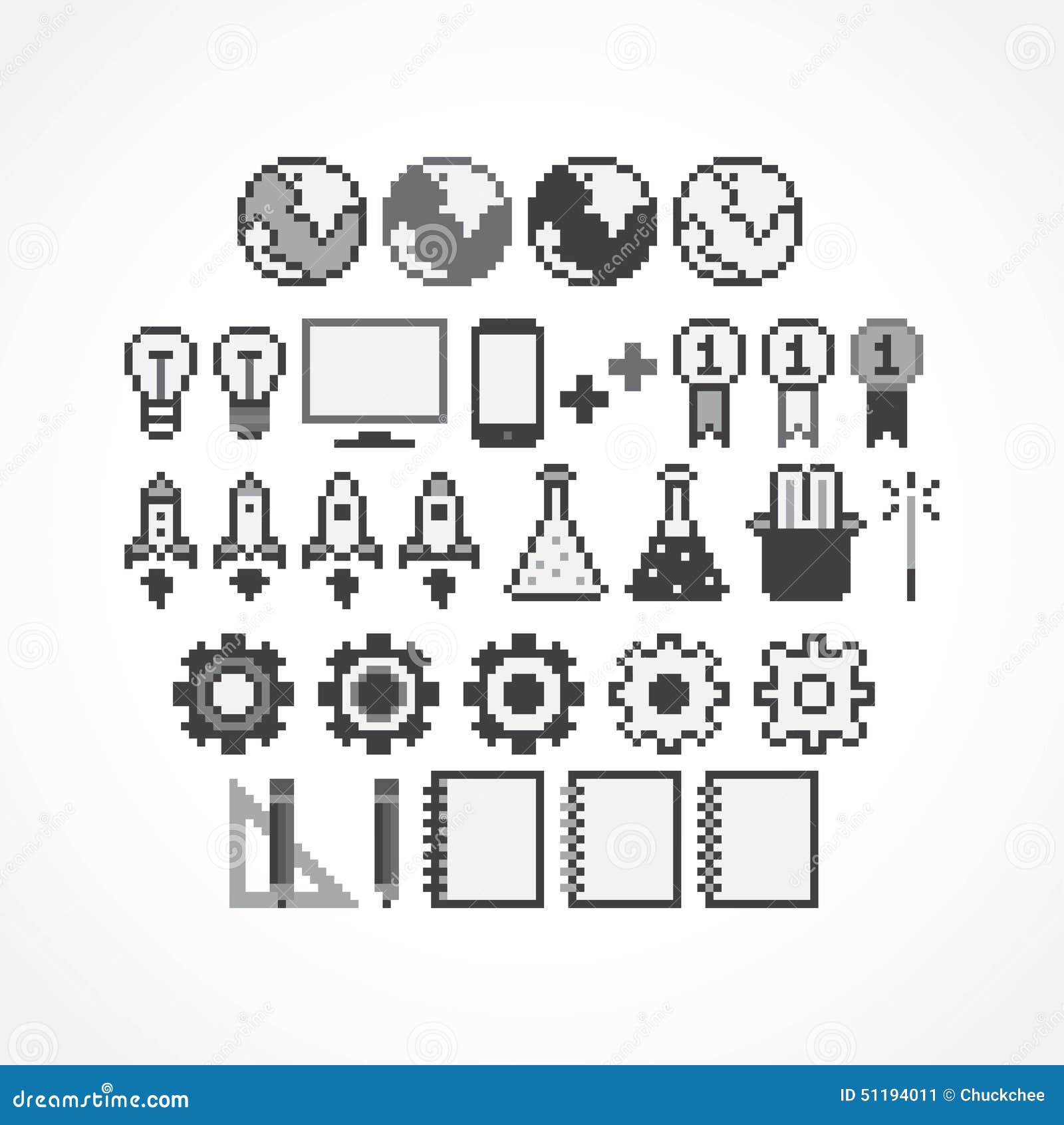 Iconos del pixel ilustración del vector. Ilustración de multimedias ...