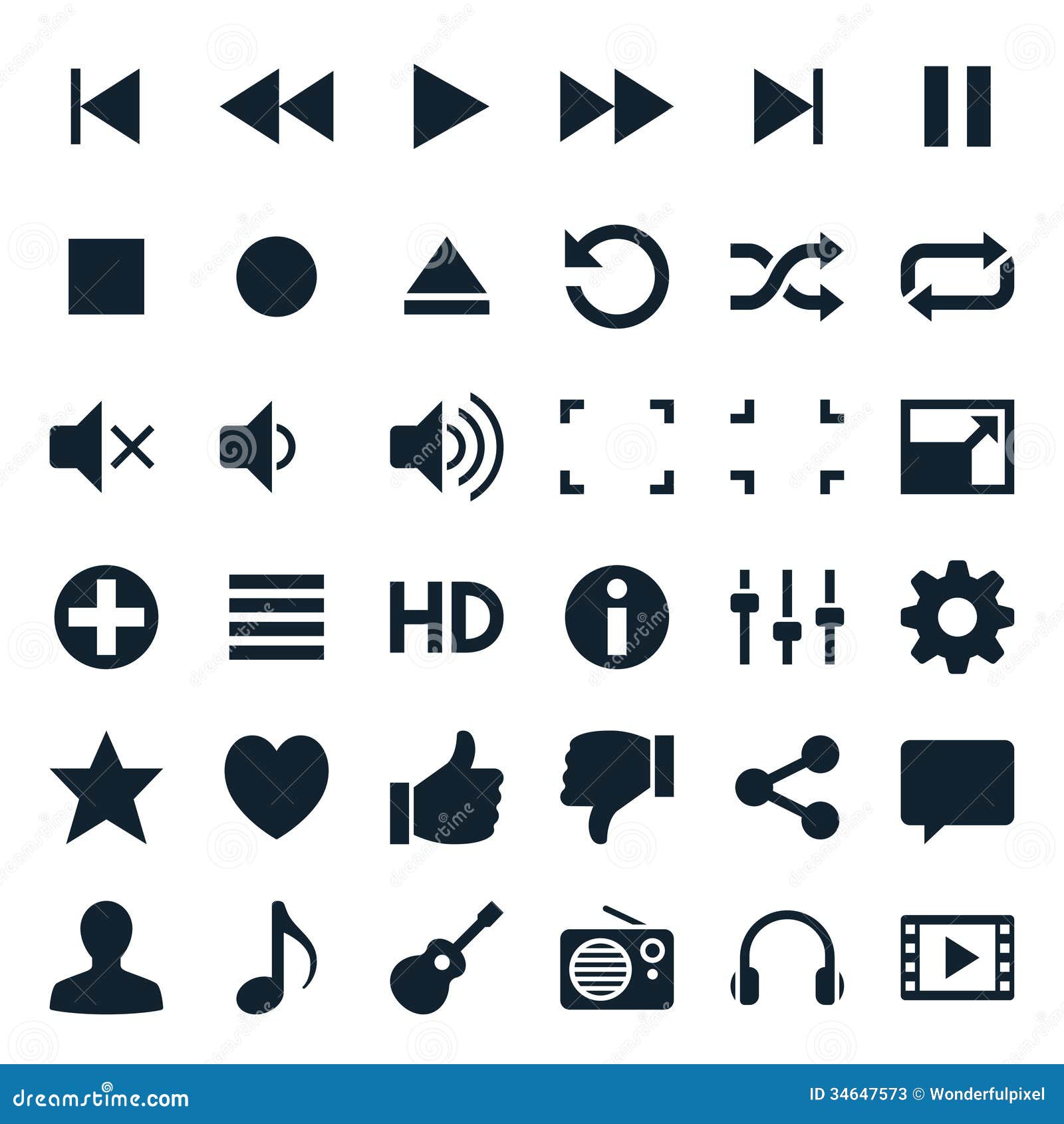 Iconos Del Reproductor Multimedia Stock de ilustración - Ilustración de ...