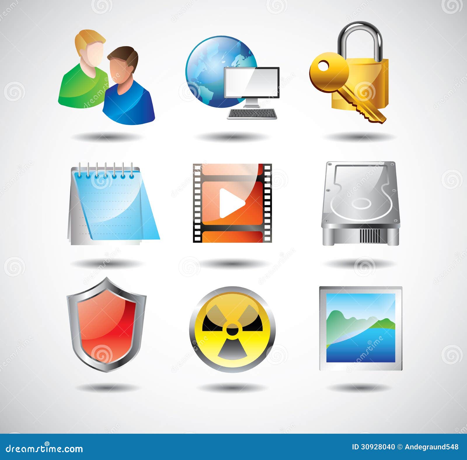 Iconos Del Sistema Informático Ilustración del Vector - Ilustración de ...