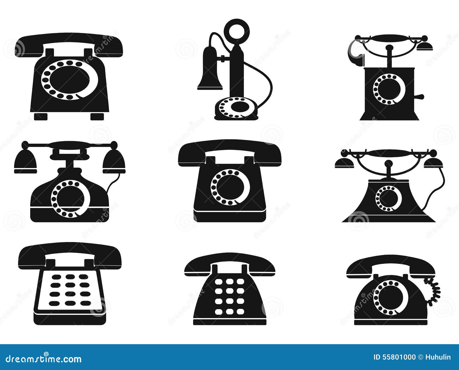Iconos Del Teléfono Del Vintage Ilustración del Vector - Ilustración de ...