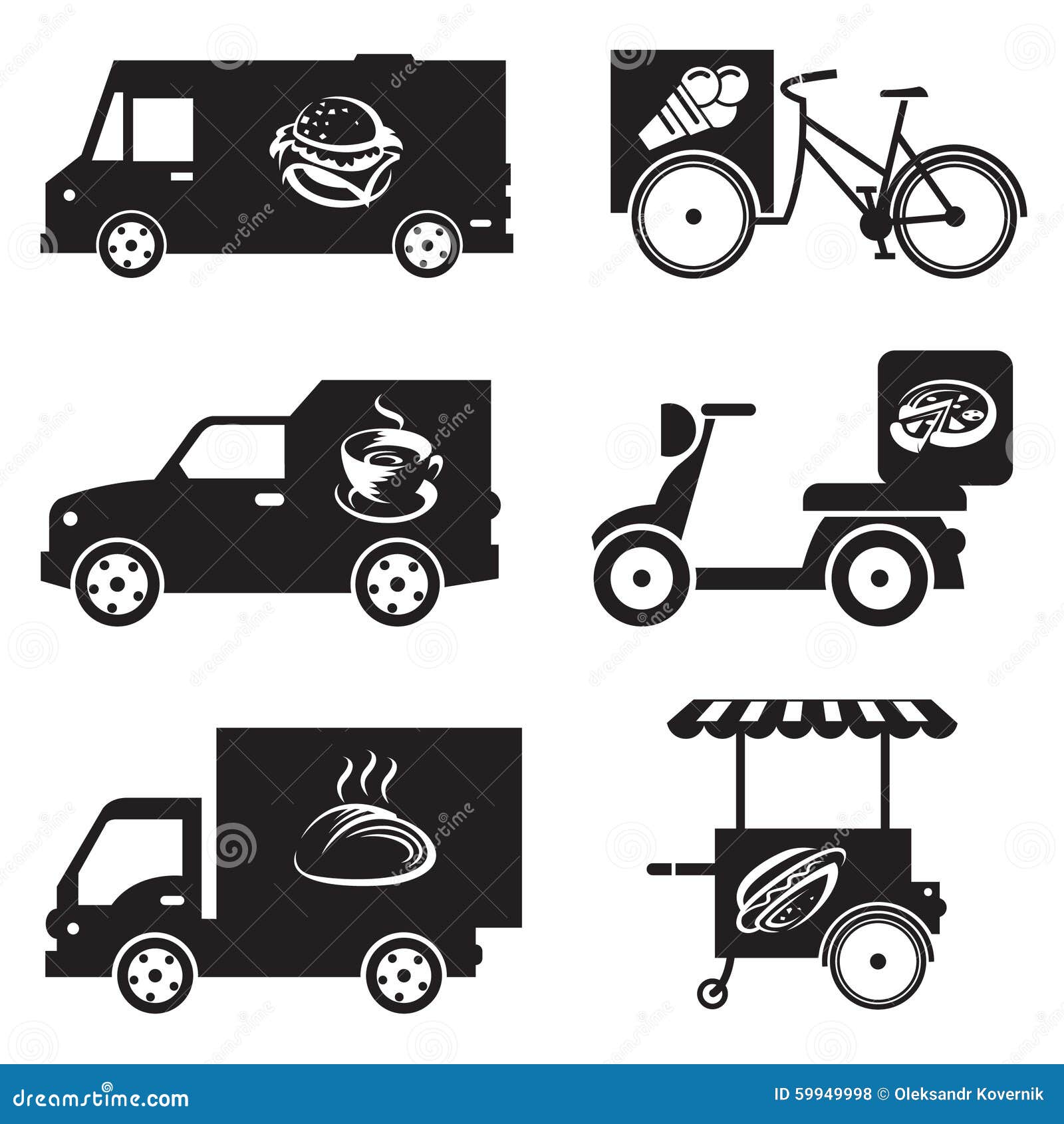 Iconos Del Transporte De La Comida Ilustración del Vector - Ilustración ...