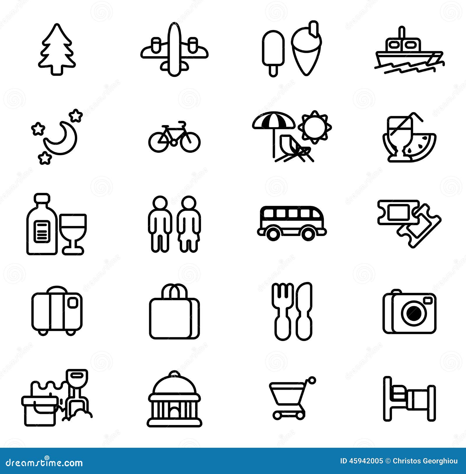 Iconos Del Turismo Y Del Viaje Ilustración del Vector - Ilustración de ...