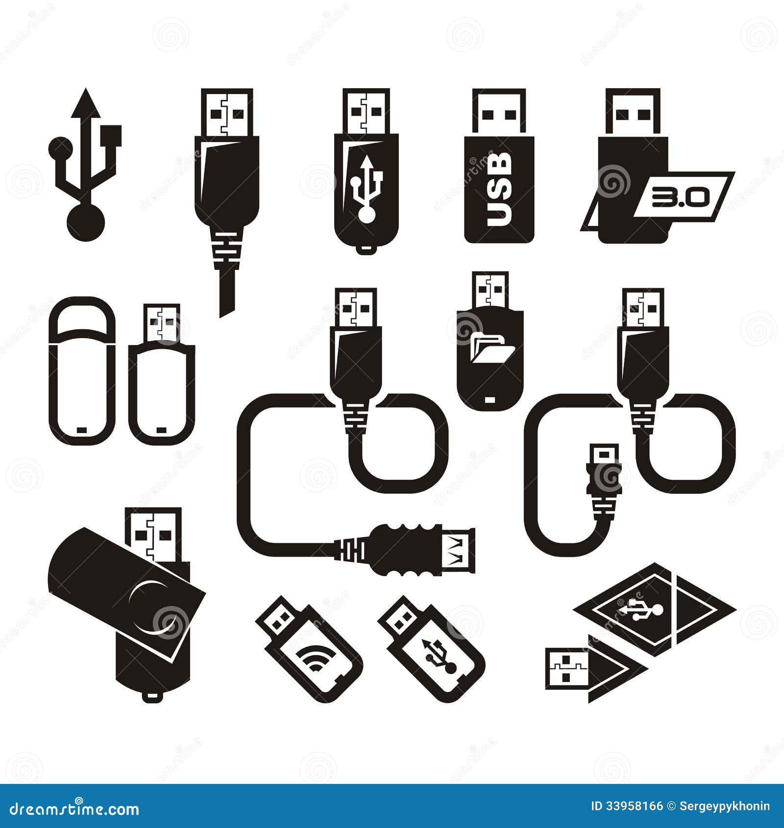 Iconos Del USB. Formato Del Vector Ilustración del Vector - Ilustración ...