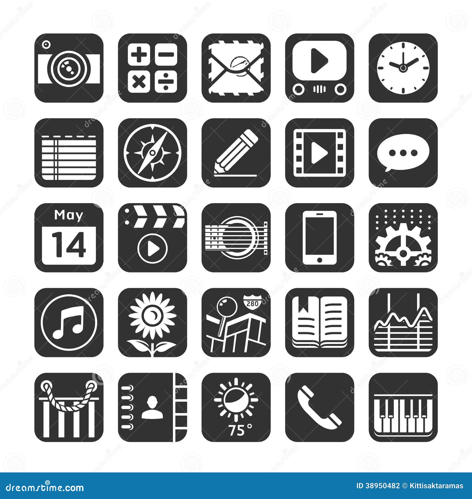 Iconos Del Uso Para El Smartphone Y El Web. Ilustración del Vector ...