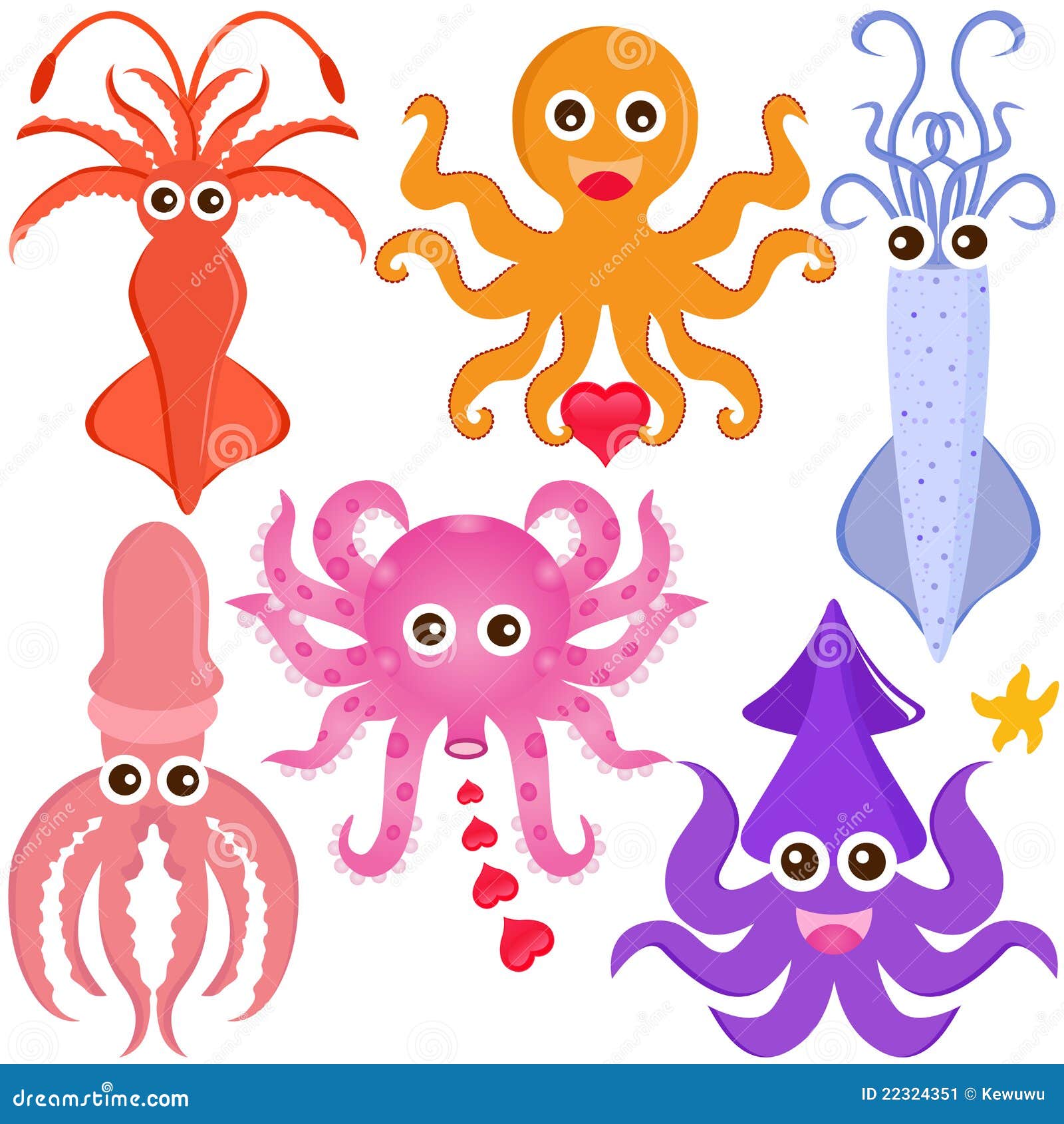 Iconos Del Vector: Calamar, Jibia, Medusas Ilustración del Vector ...