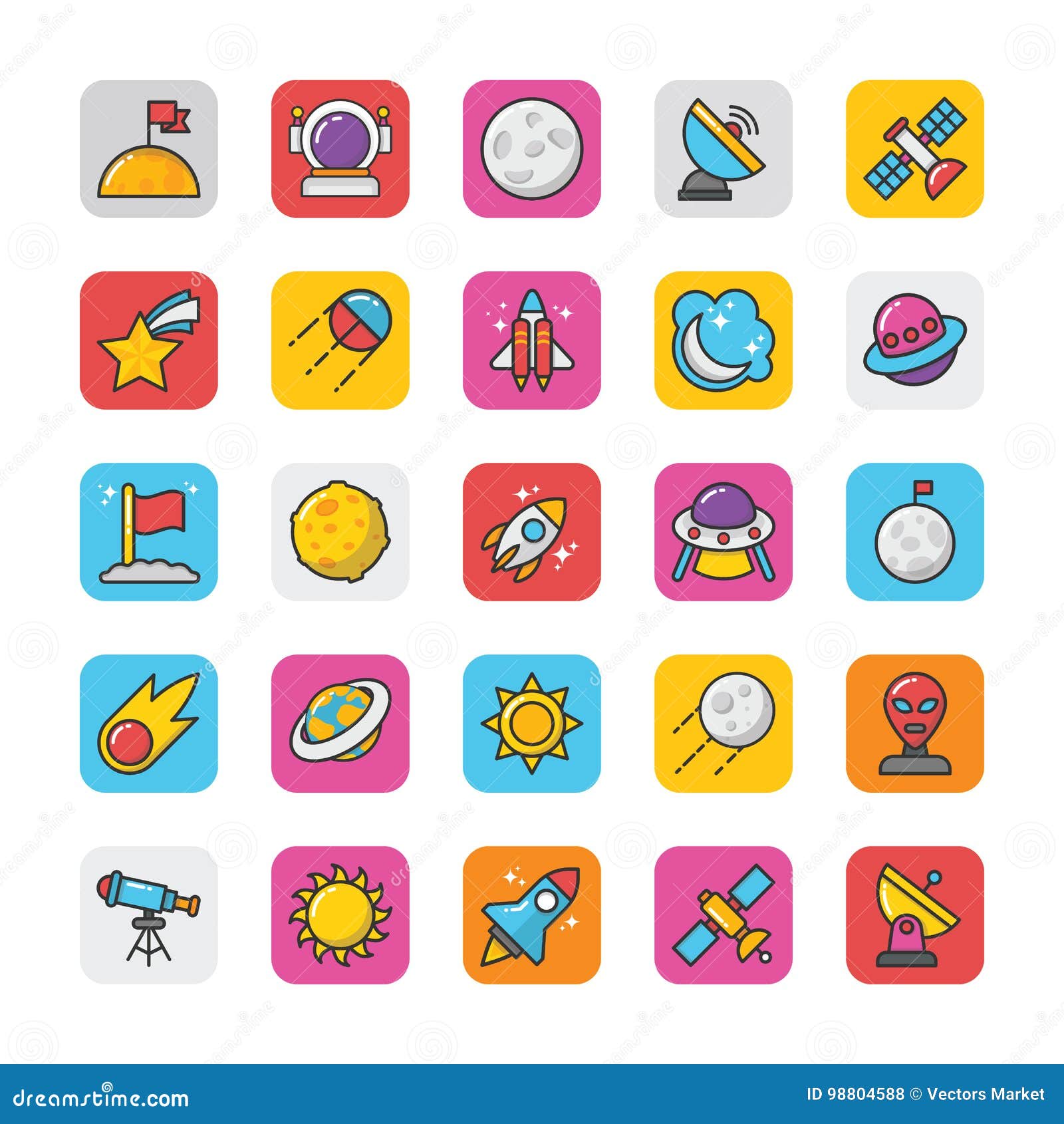 Iconos 2 Del Vector De Espacio Stock de ilustración - Ilustración de ...