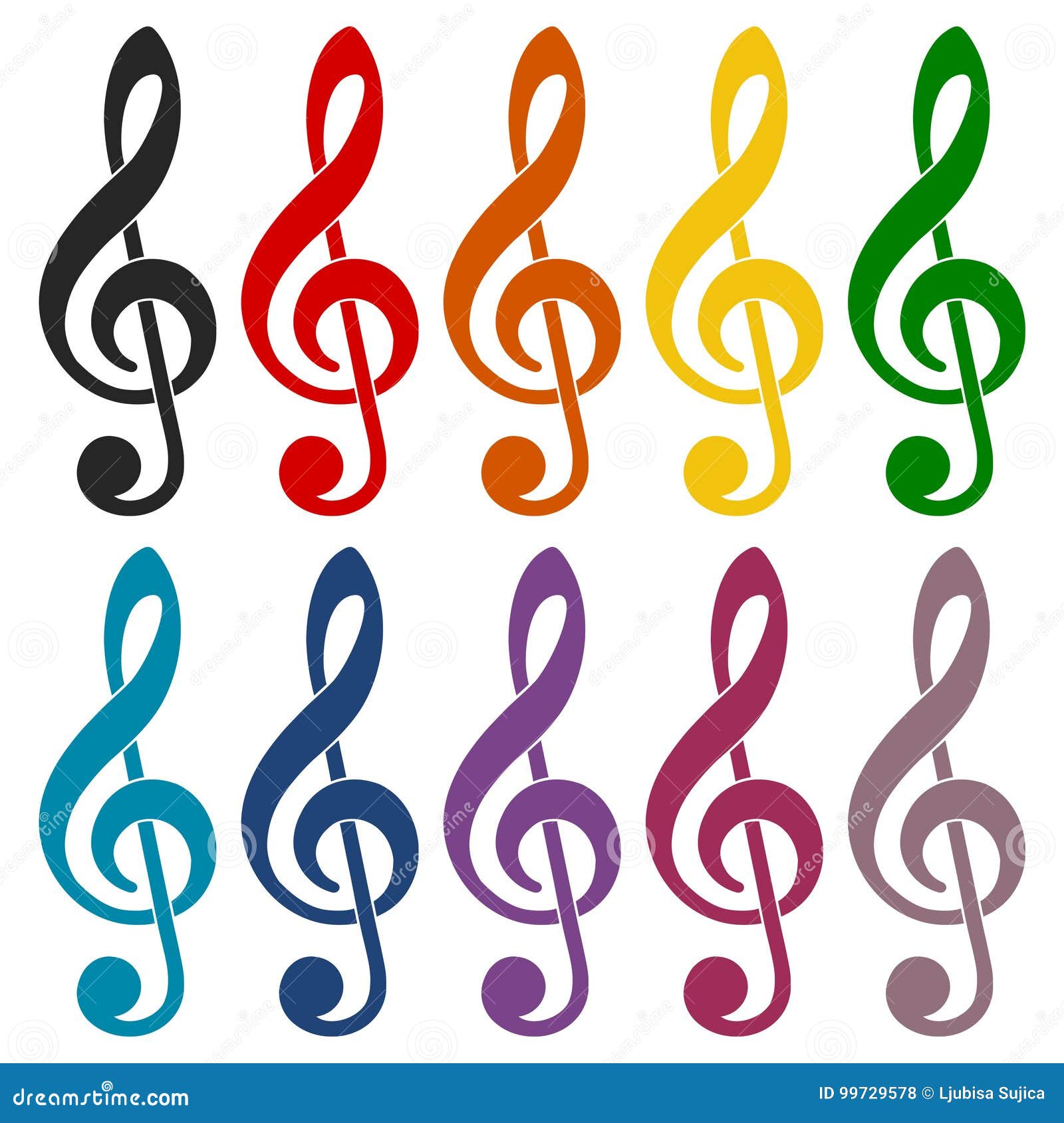 Iconos Del Vector De La Clave De Sol Fijados Ilustración del Vector ...