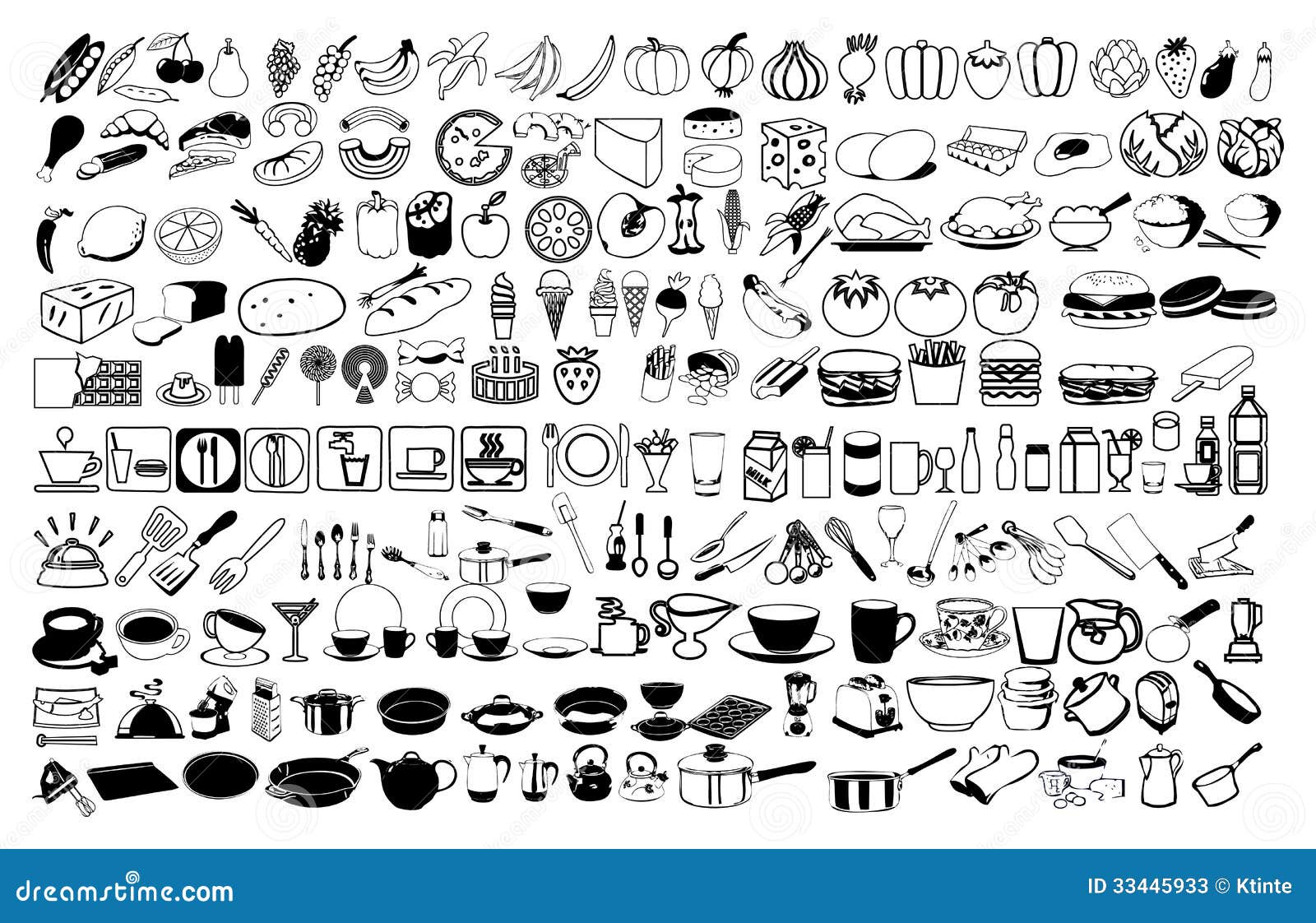 Iconos Del Vector De La Comida Ilustración del Vector - Ilustración de ...