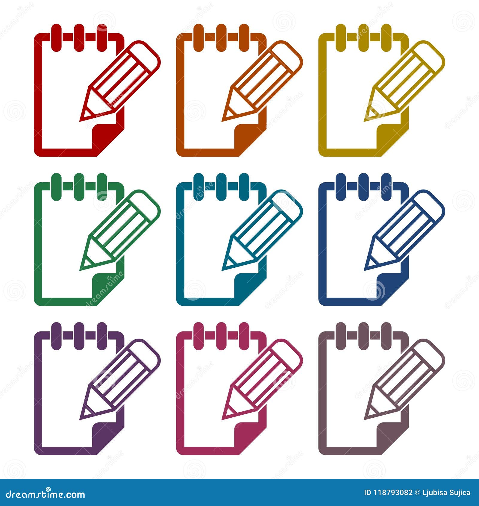 Iconos Del Vector De La Libreta Fijados Ilustración del Vector ...