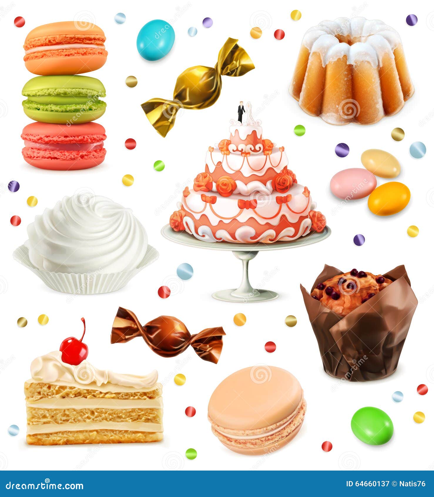 Iconos Del Vector De Los Dulces Ilustración del Vector - Ilustración de ...