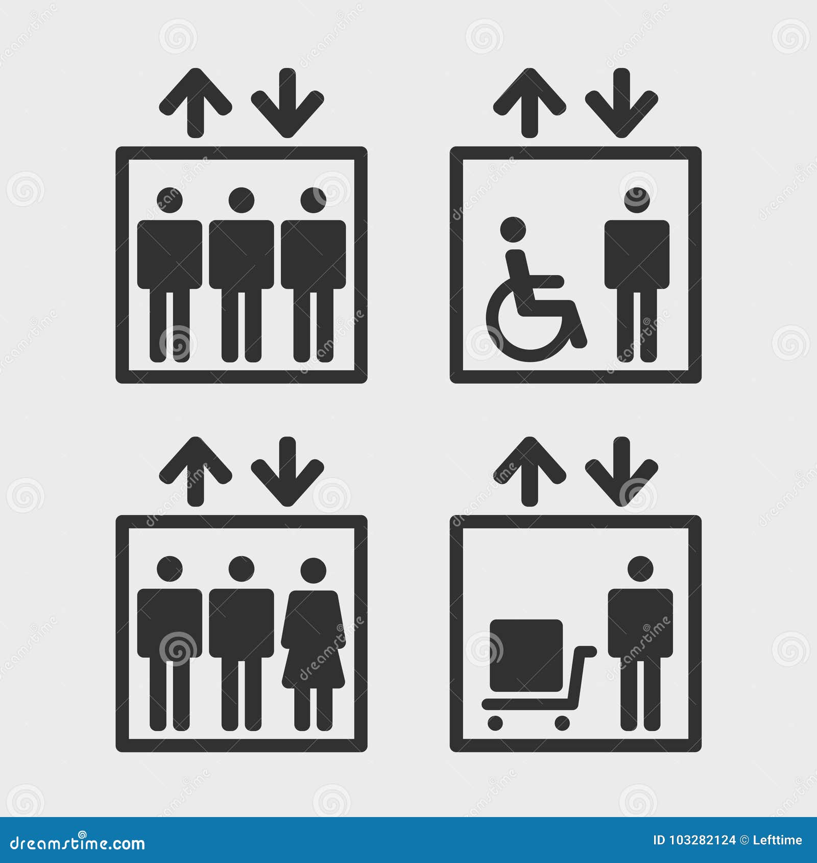 Iconos Del Vector De Los Elevadores Ilustración del Vector ...