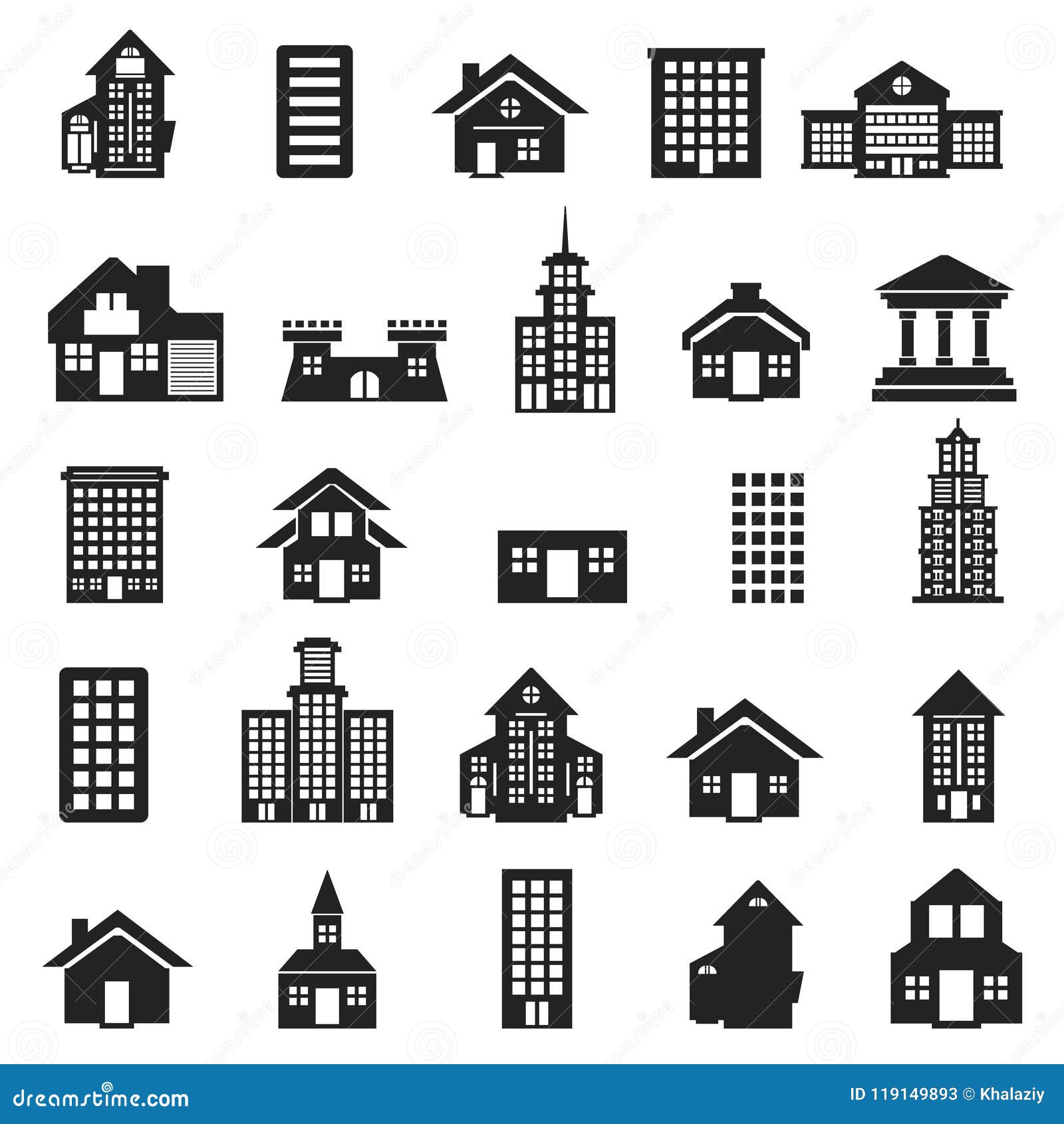 Iconos Del Vector Del Edificio Ilustración del Vector - Ilustración de ...