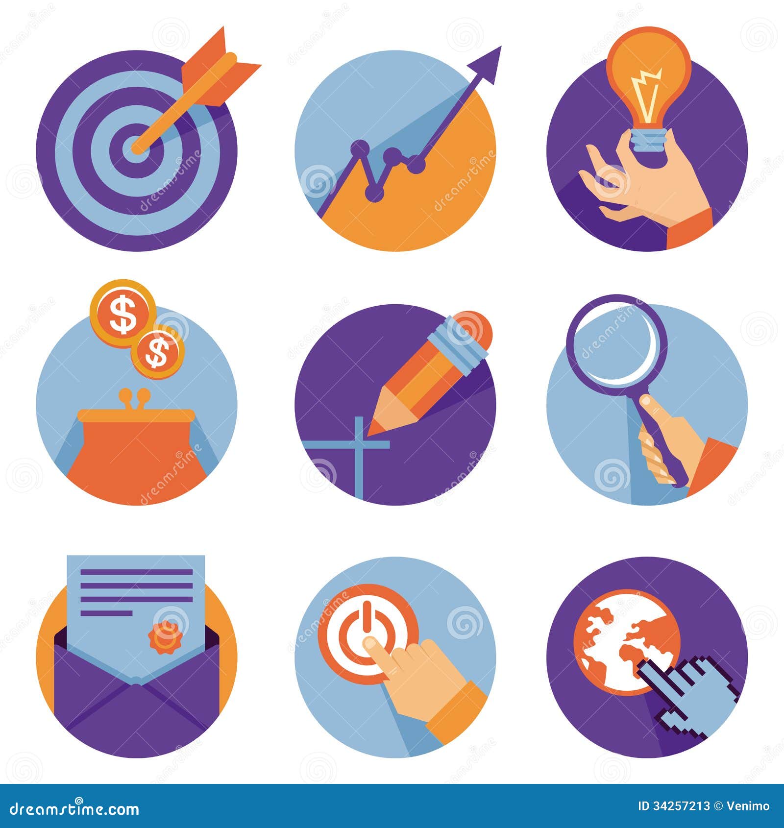 Iconos Del Vector En Estilo Retro Plano Ilustración del Vector ...