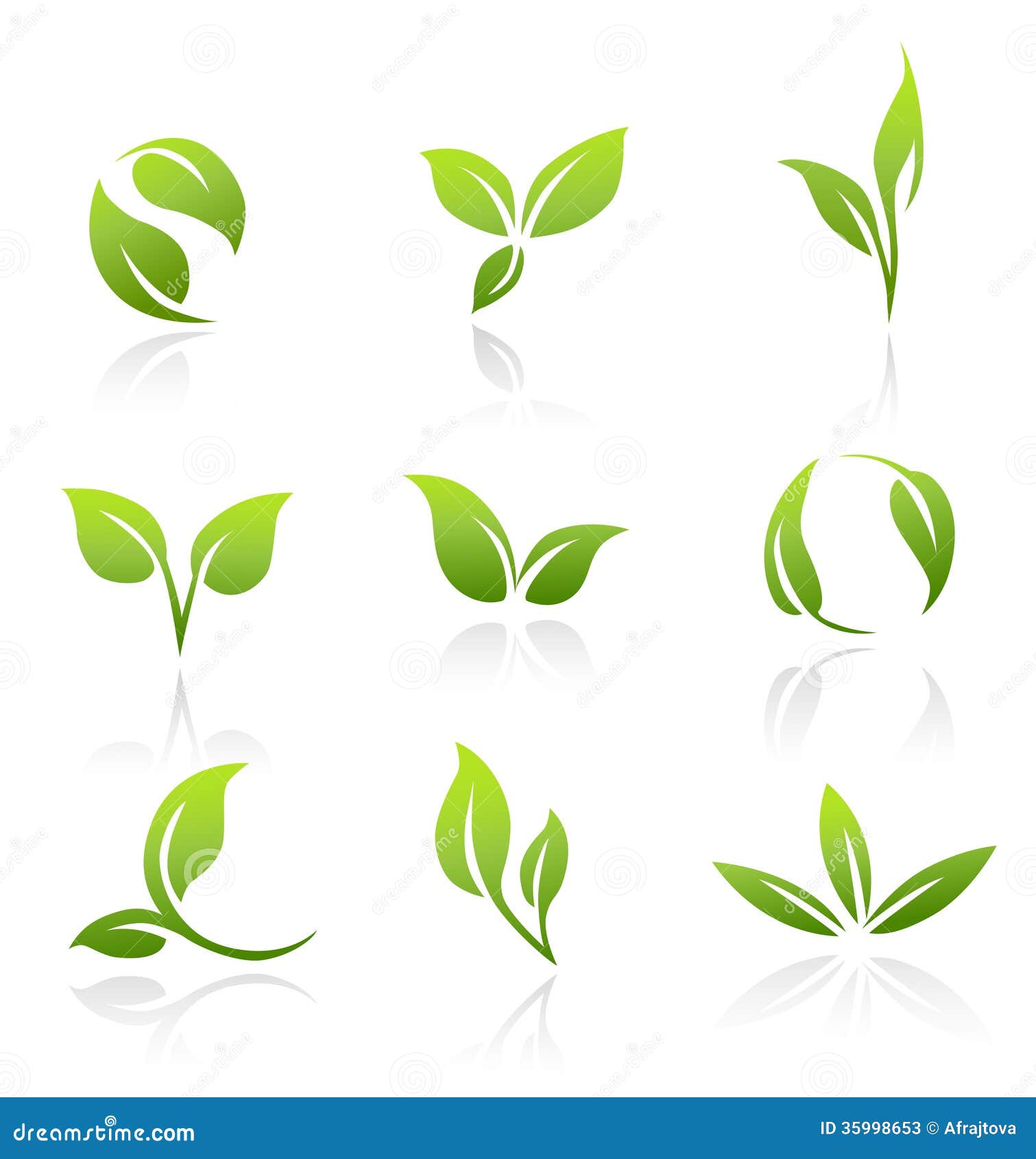 Iconos Del Vector - Hojas Del Verde Ilustración del Vector ...