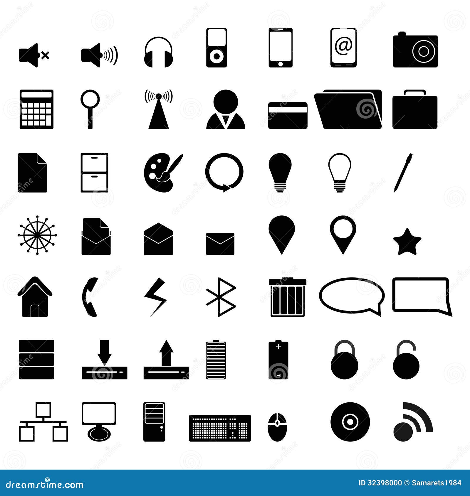49 Iconos Del Vector Para El Negocio O Internet. Stock de ilustración ...