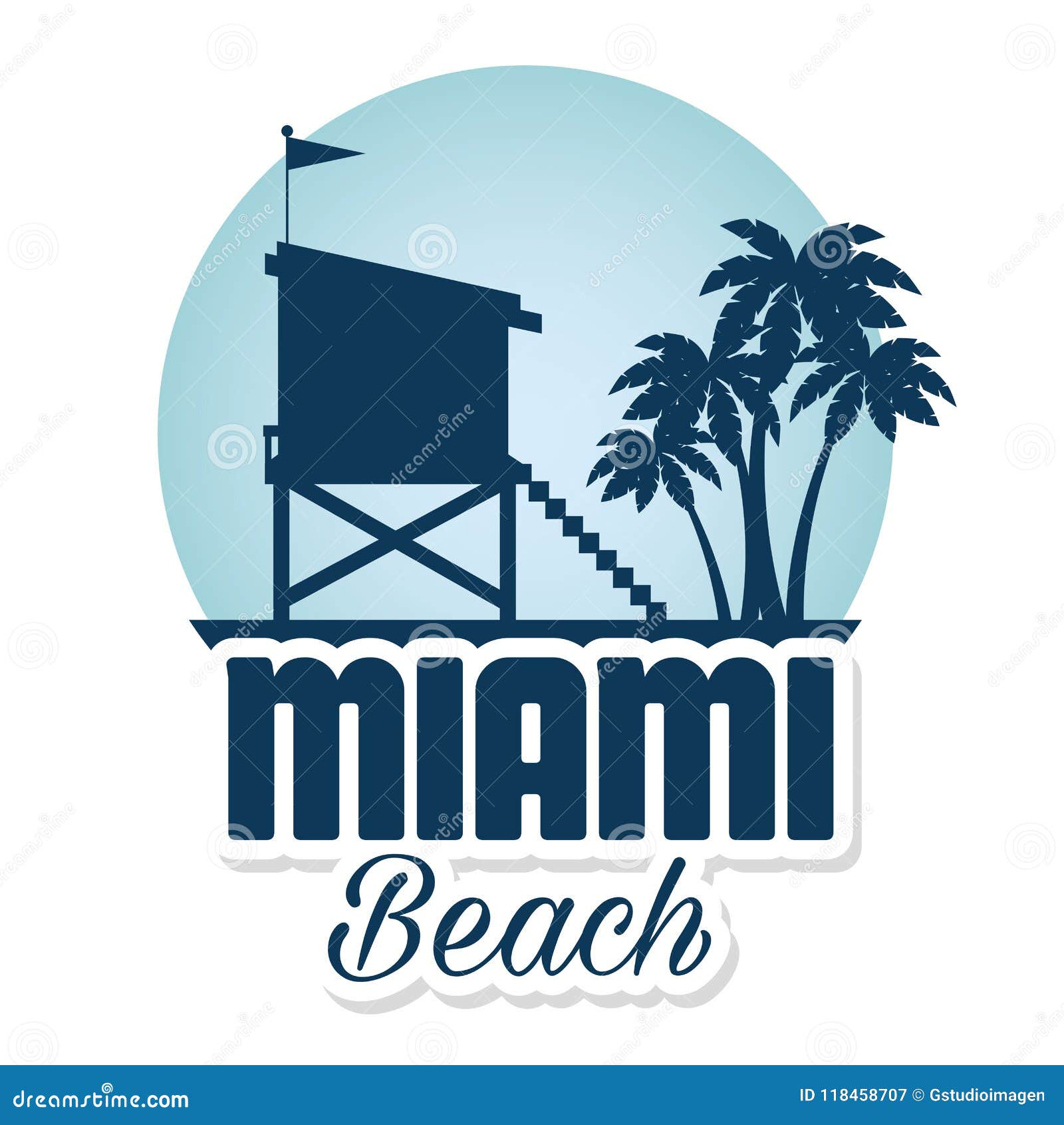 Iconos Del Verano De Miami Beach Ilustración del Vector - Ilustración ...
