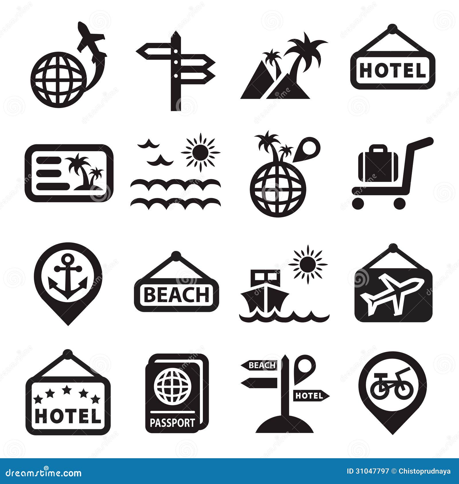 Iconos del viaje ilustración del vector. Ilustración de estrella - 31047797