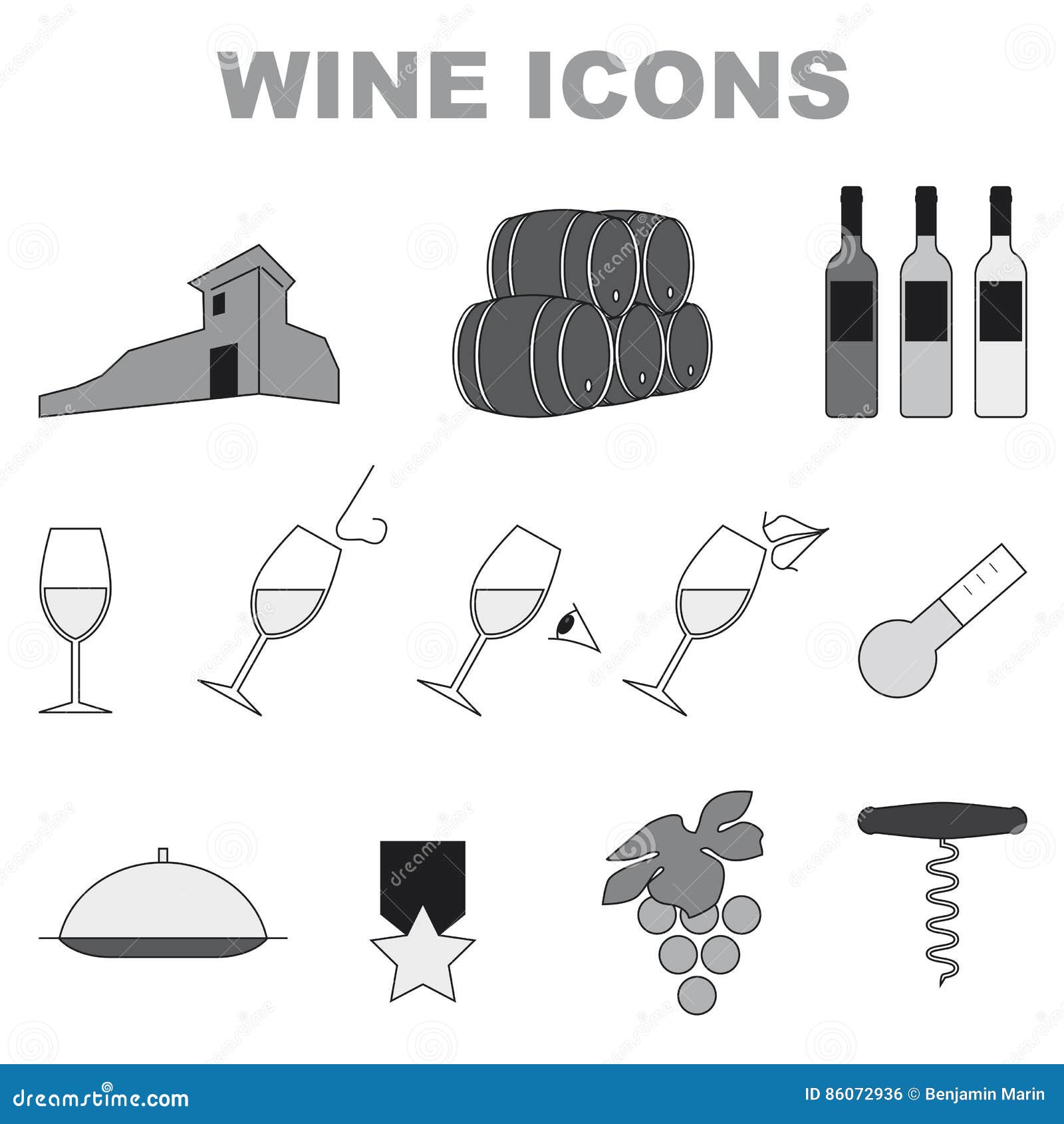 Iconos del vino ilustración del vector. Ilustración de vino - 86072936