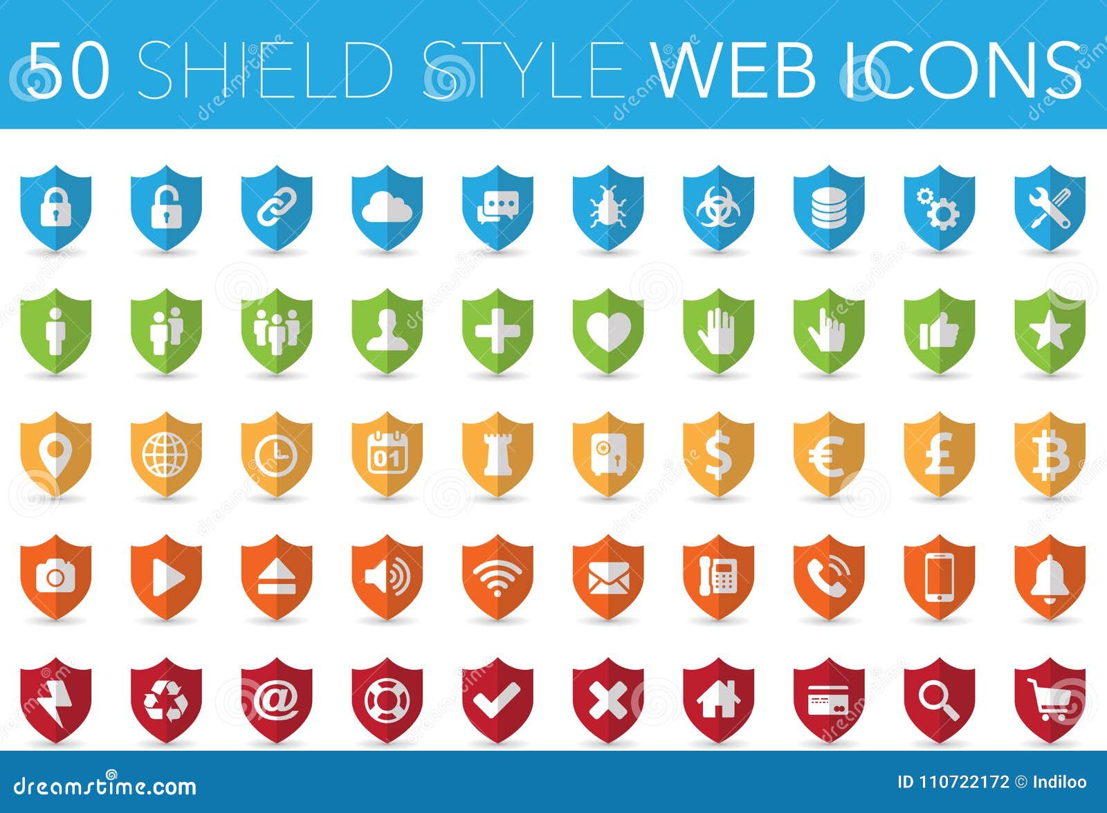 Iconos Del Web En Los Escudos Stock de ilustración - Ilustración de ...