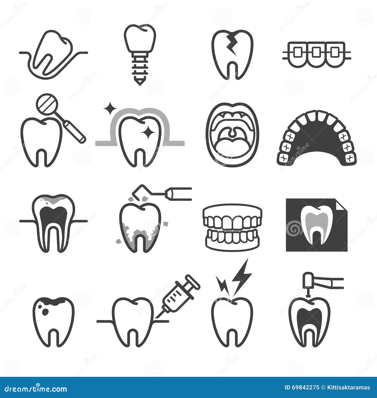 Iconos Dentales Del Diente Vector Ilustración del Vector - Ilustración ...