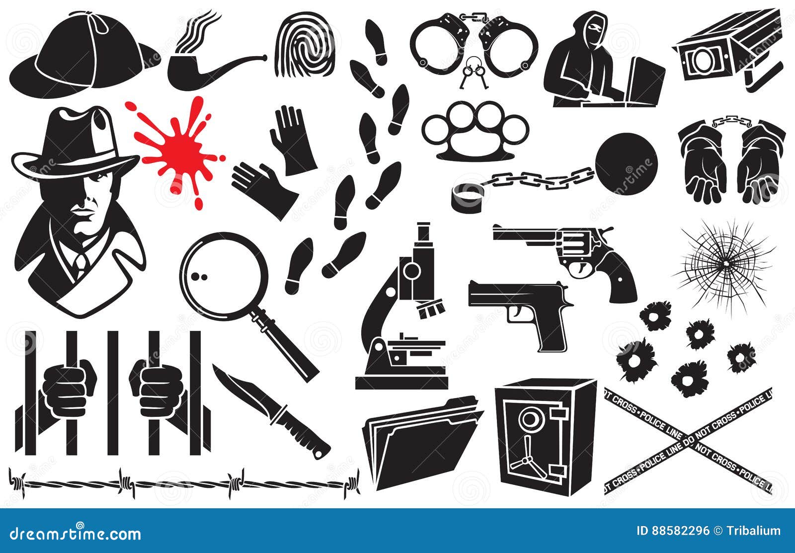 Iconos Detectives Del Vector Ilustración del Vector - Ilustración de lupa, documento: 88582296
