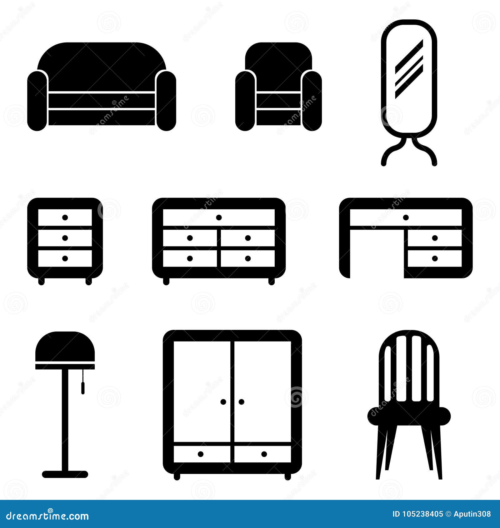 Iconos Determinados Del Vector De Los Muebles Ilustración del Vector ...