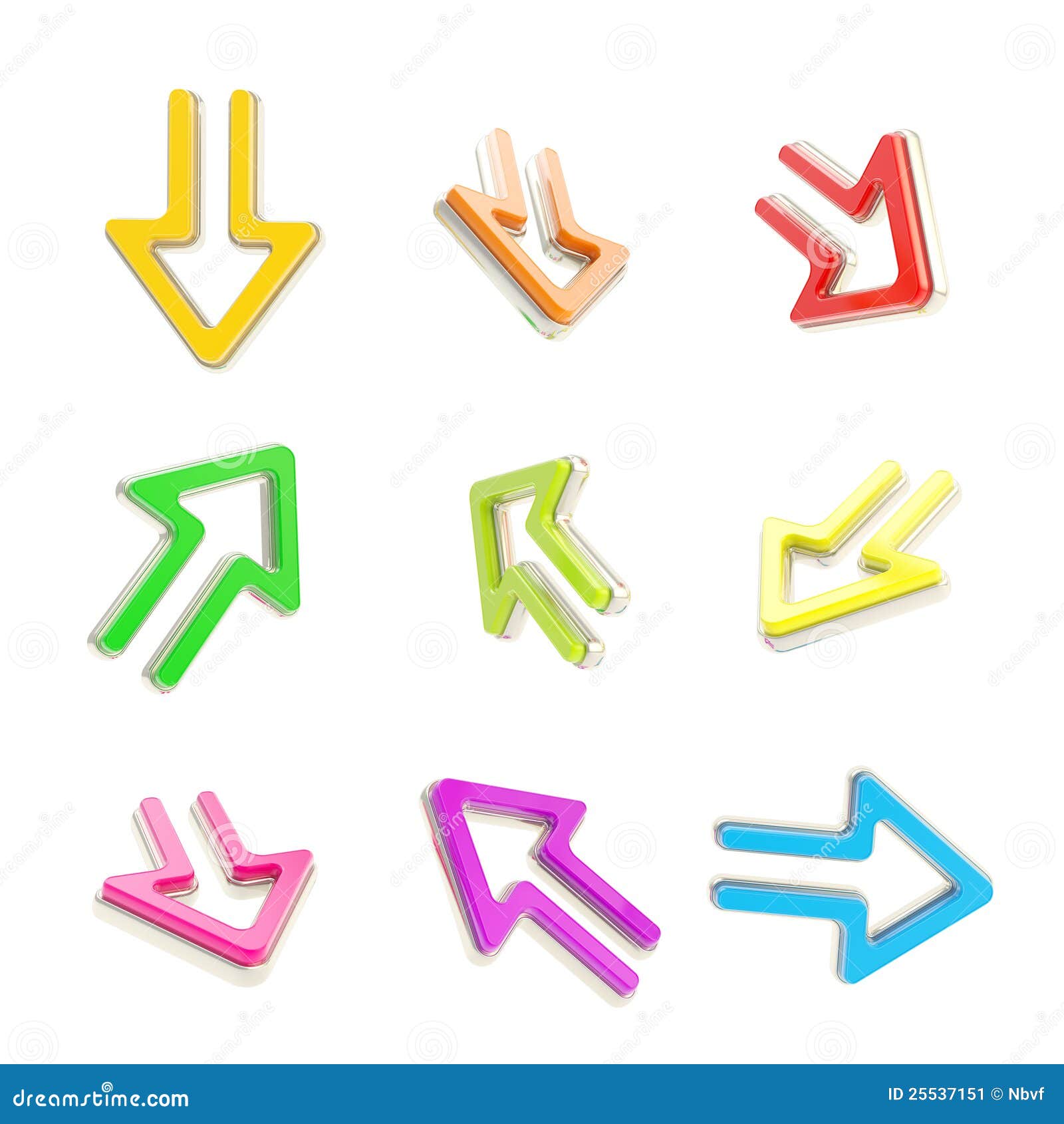 Iconos Dimensionales De La Flecha, Conjunto De Nueve Posiciones Stock ...