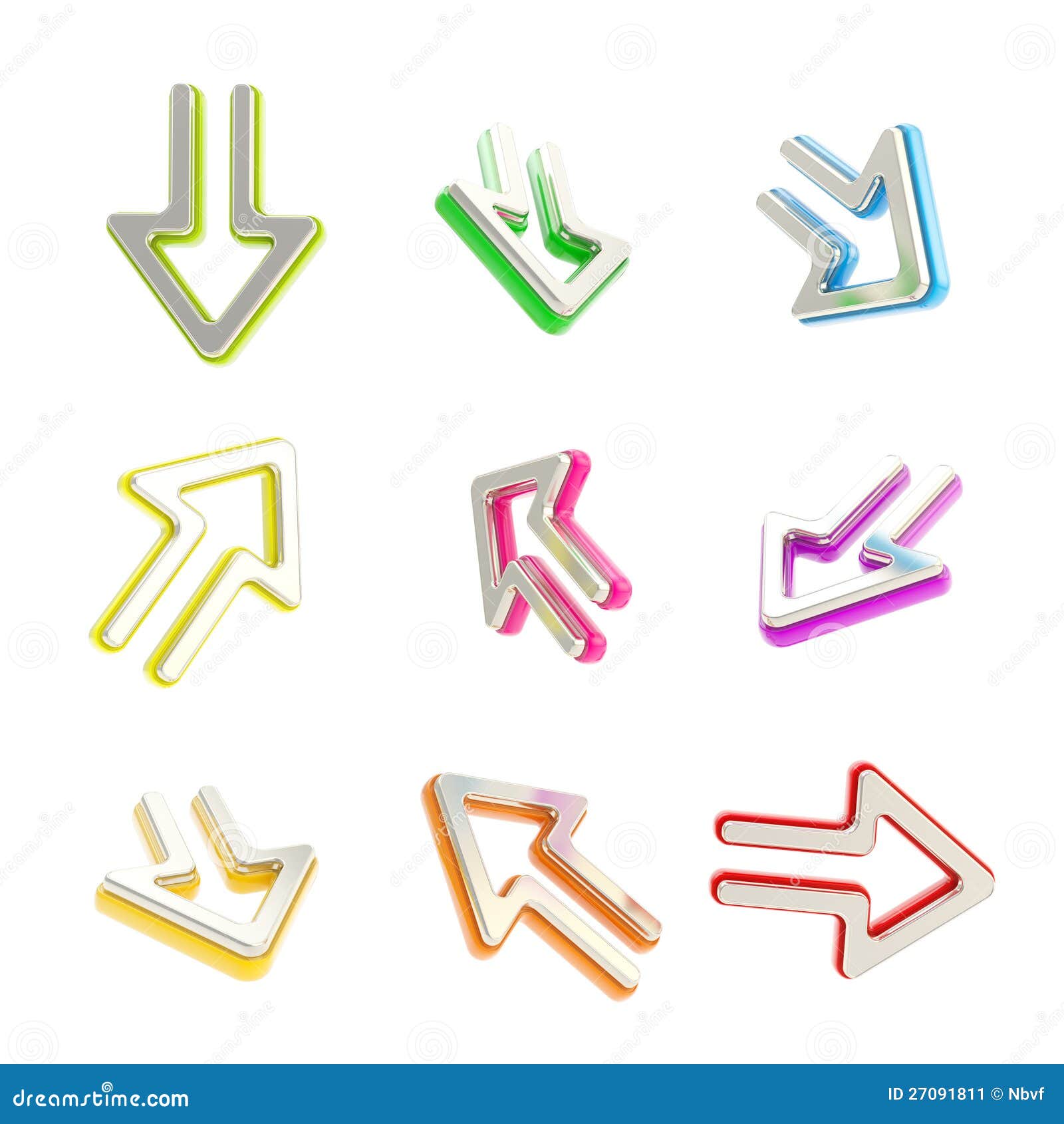 Iconos Dimensionales De La Flecha, Conjunto De Nueve Posiciones Stock ...