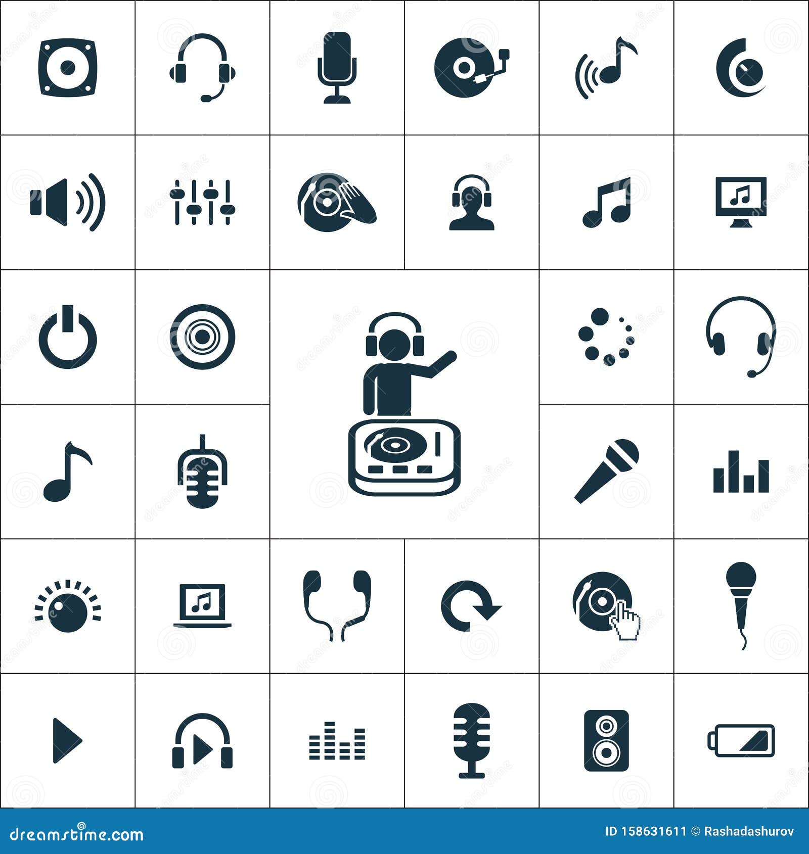 Iconos Dj Conjunto Universal Para Web Ilustración del Vector ...