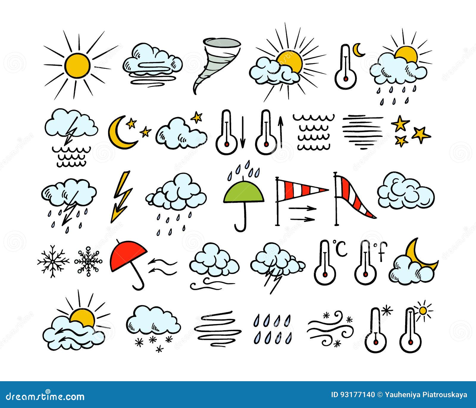 Iconos Drenados Mano Del Tiempo Ilustración del Vector - Ilustración de ...