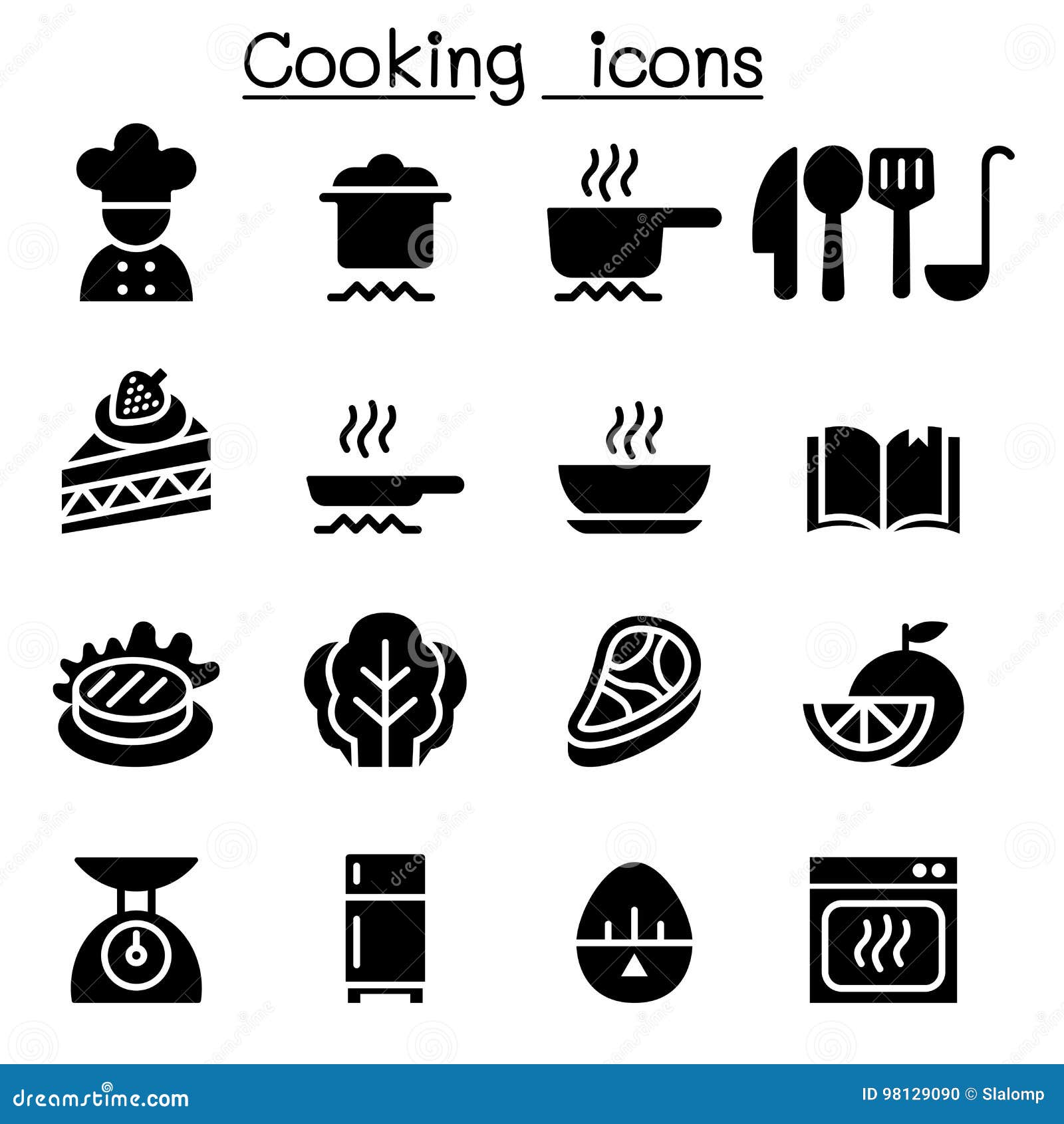 Iconos El Cocinar Y De La Cocina Ilustración del Vector - Ilustración ...