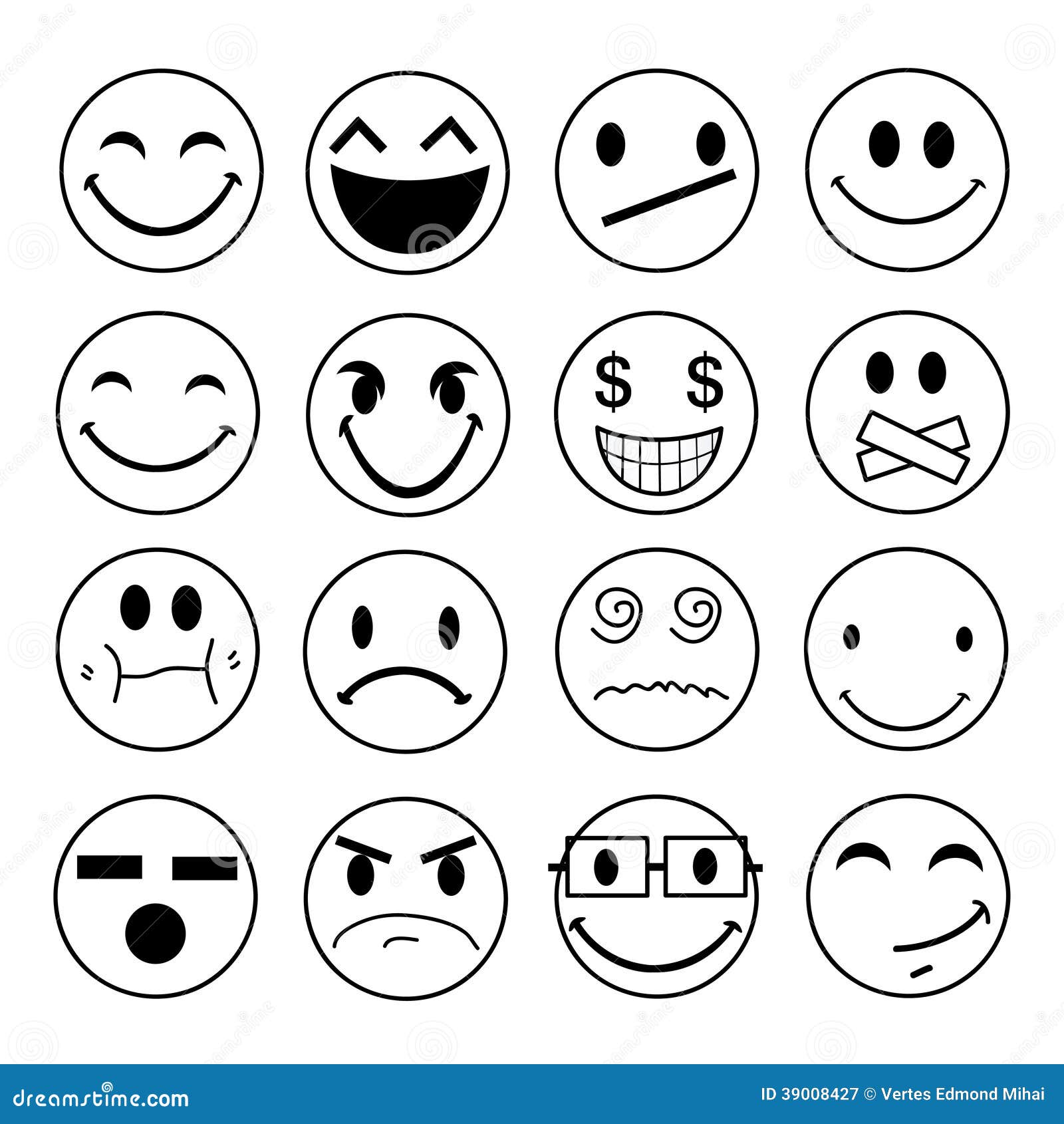 Iconos Emocionales De La Cara Del Vector Ilustración del Vector ...