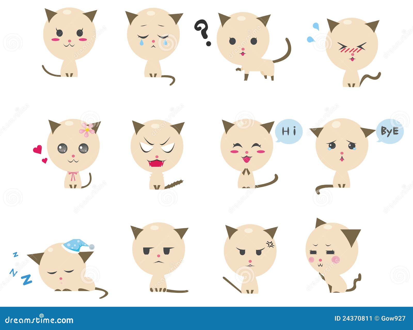 Iconos Emocionales Del Gatito Lindo Ilustración del Vector ...