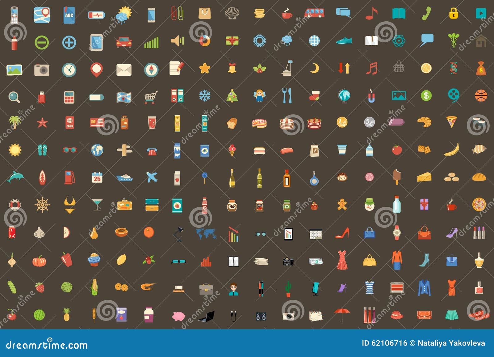 216 Iconos En Diversos Temas Ilustración Del Vector Ilustración del ...