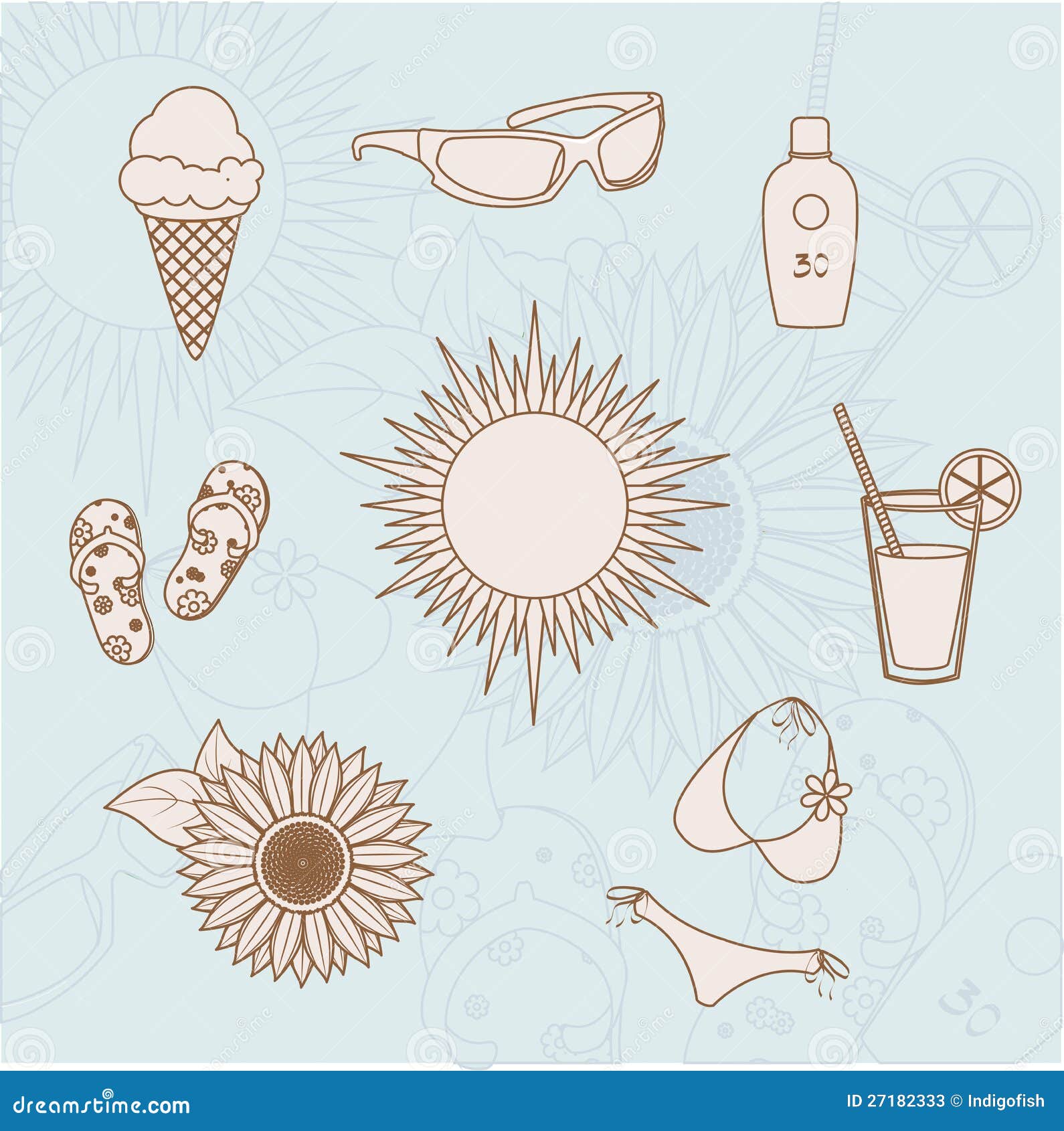 Iconos En El Tema Del Verano Ilustración del Vector - Ilustración de ...