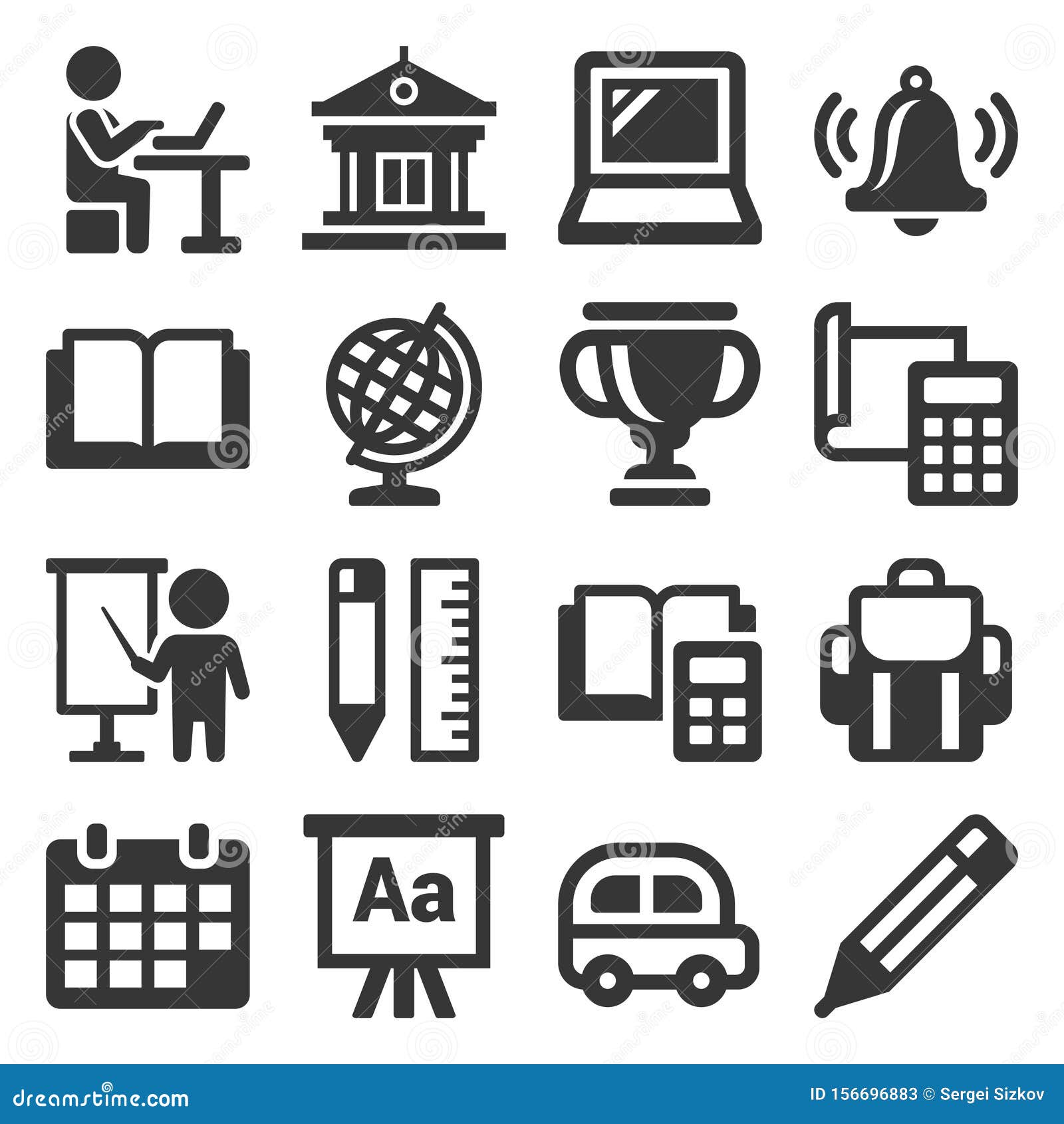 Iconos Escolares Y Educativos En Contexto Blanco. Vector Ilustración ...