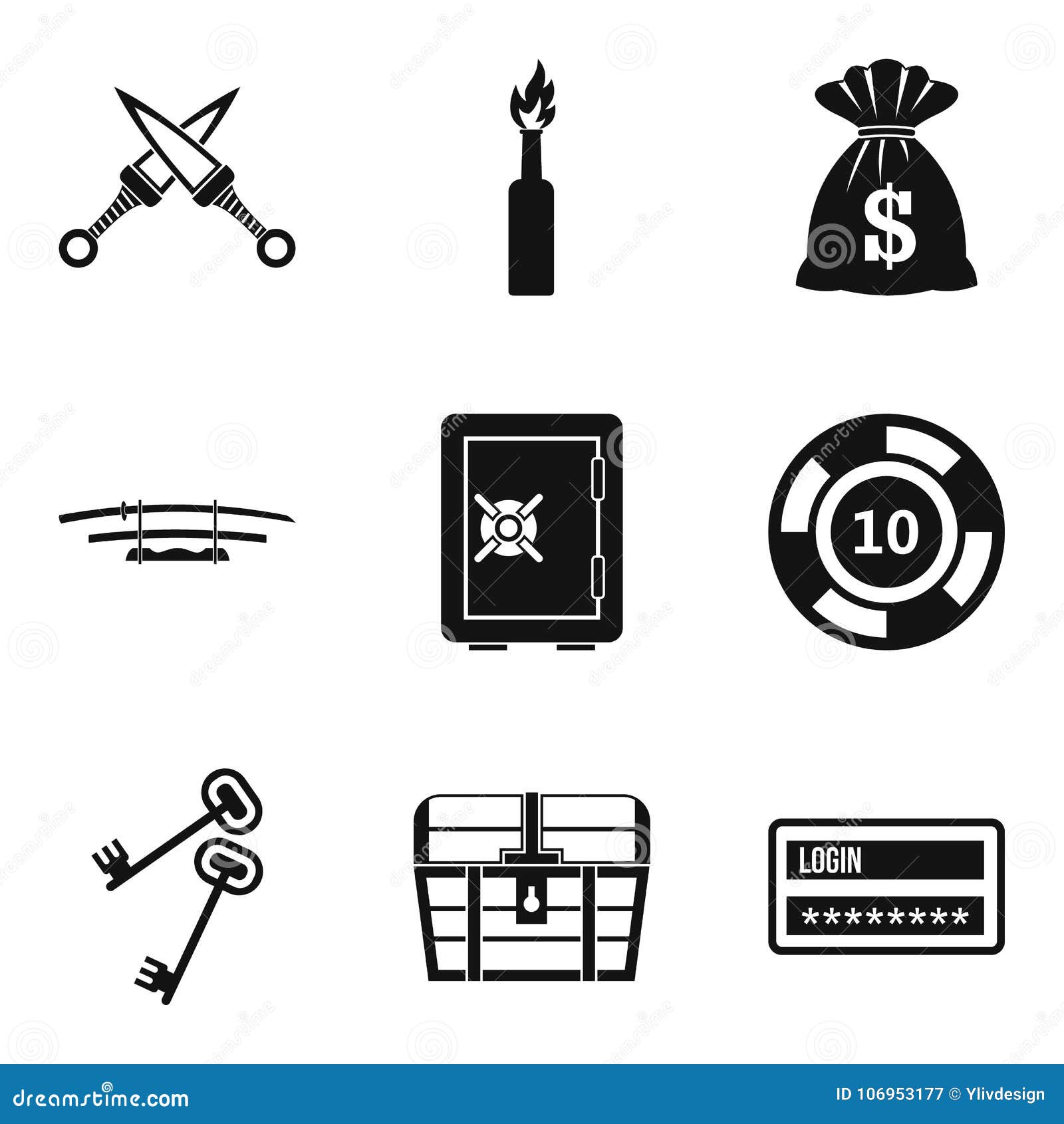 Iconos Fijados, Estilo Simple Del Delito Ilustración del Vector ...