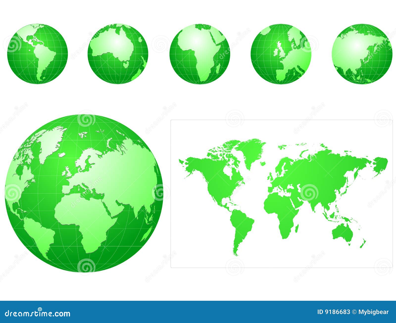 Iconos Globales Y Verde Del Mapa Ilustración del Vector - Ilustración ...
