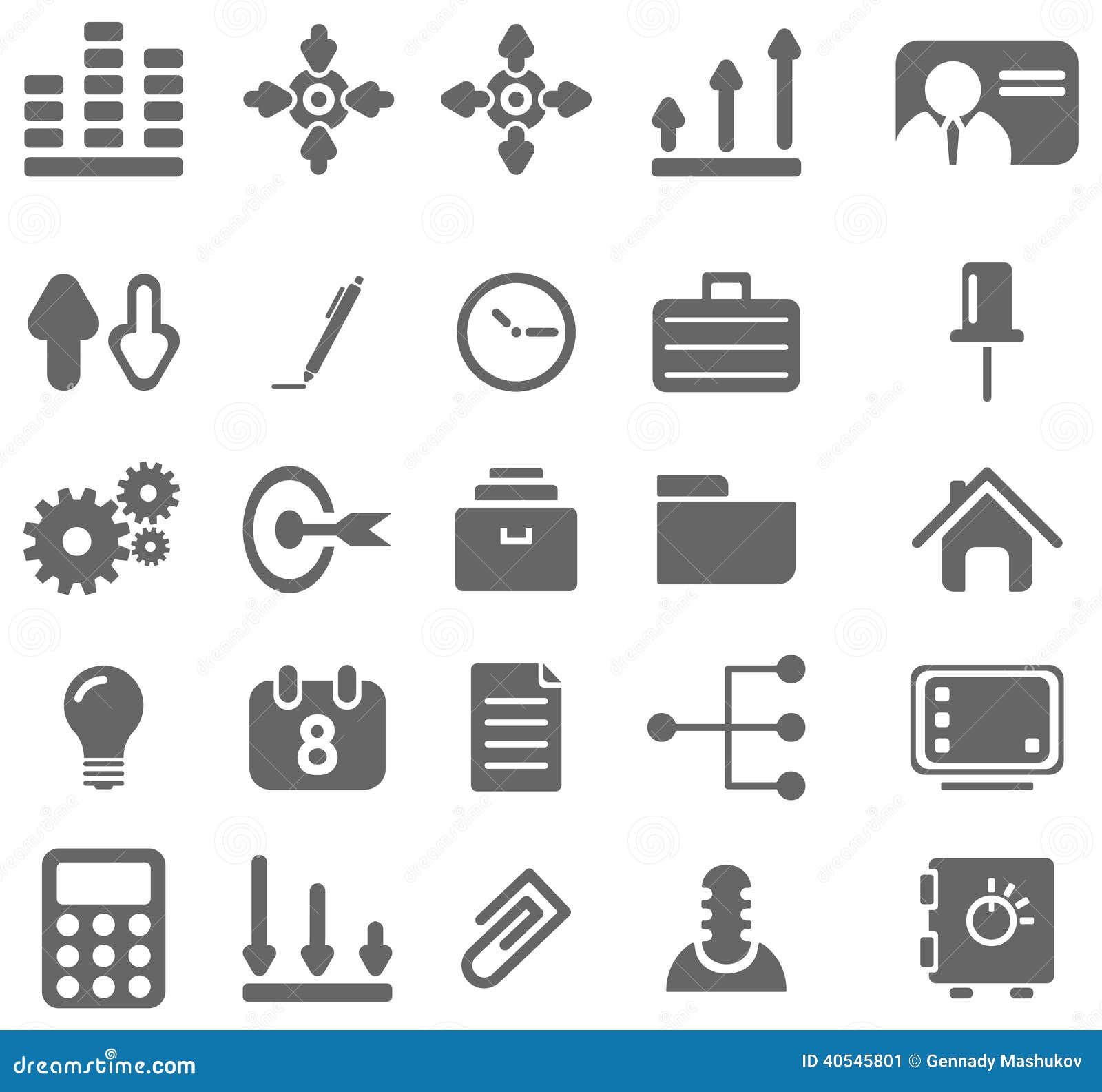 Iconos grises del negocio ilustración del vector. Ilustración de altura ...