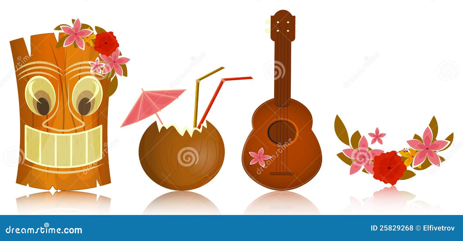 Iconos hawaianos ilustración del vector. Ilustración de verano - 25829268
