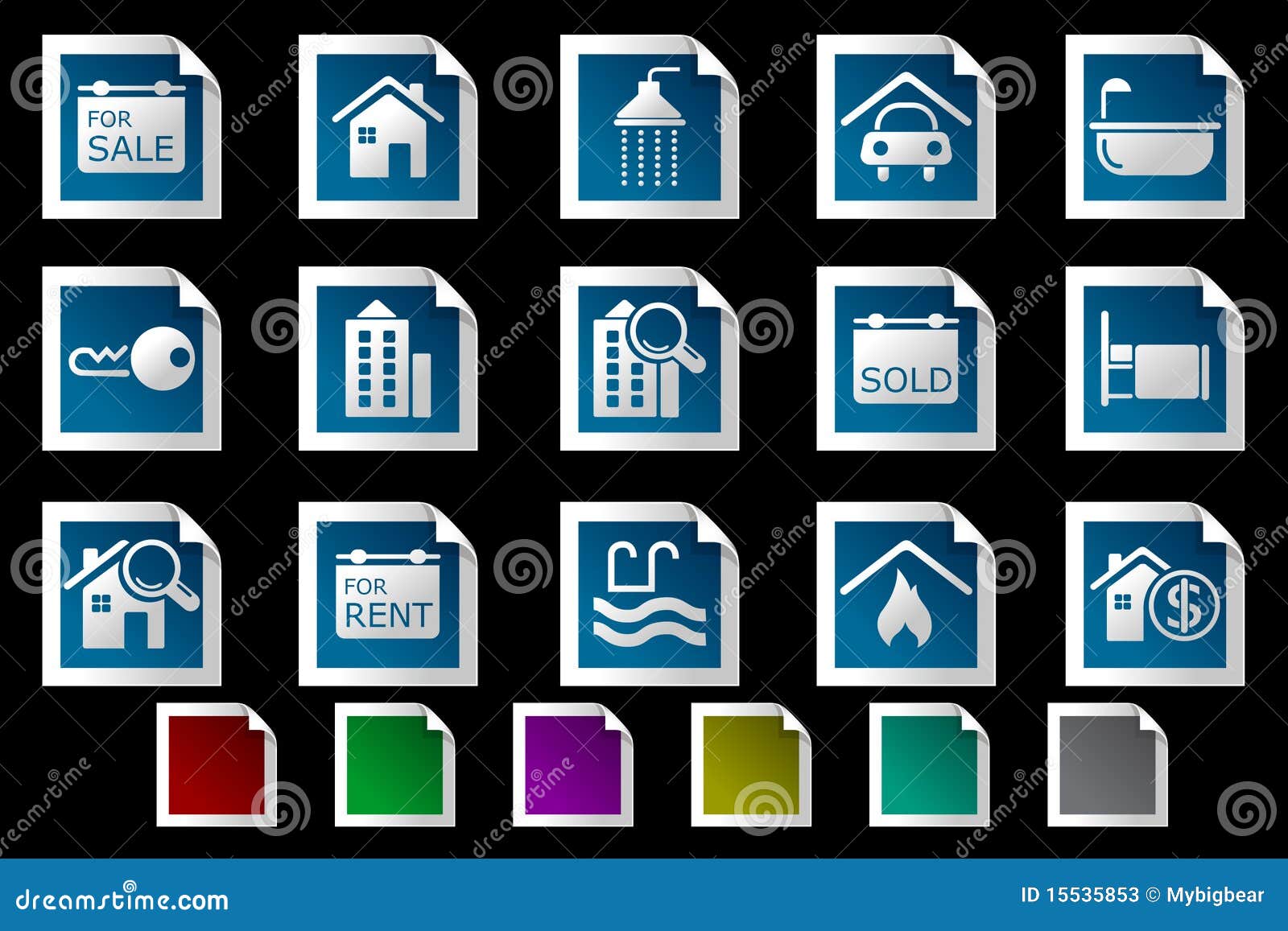 Iconos inmobiliarios ilustración del vector. Ilustración de large ...