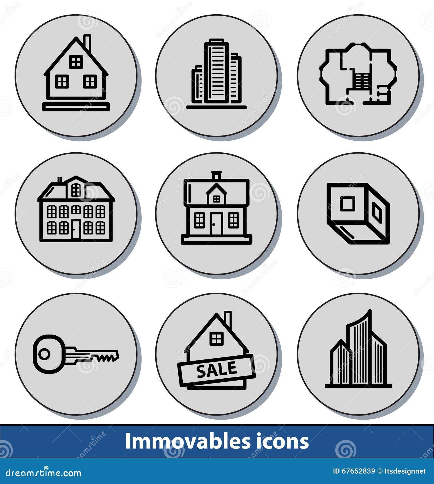 Iconos Ligeros De Los Bienes Inmuebles Ilustración del Vector ...