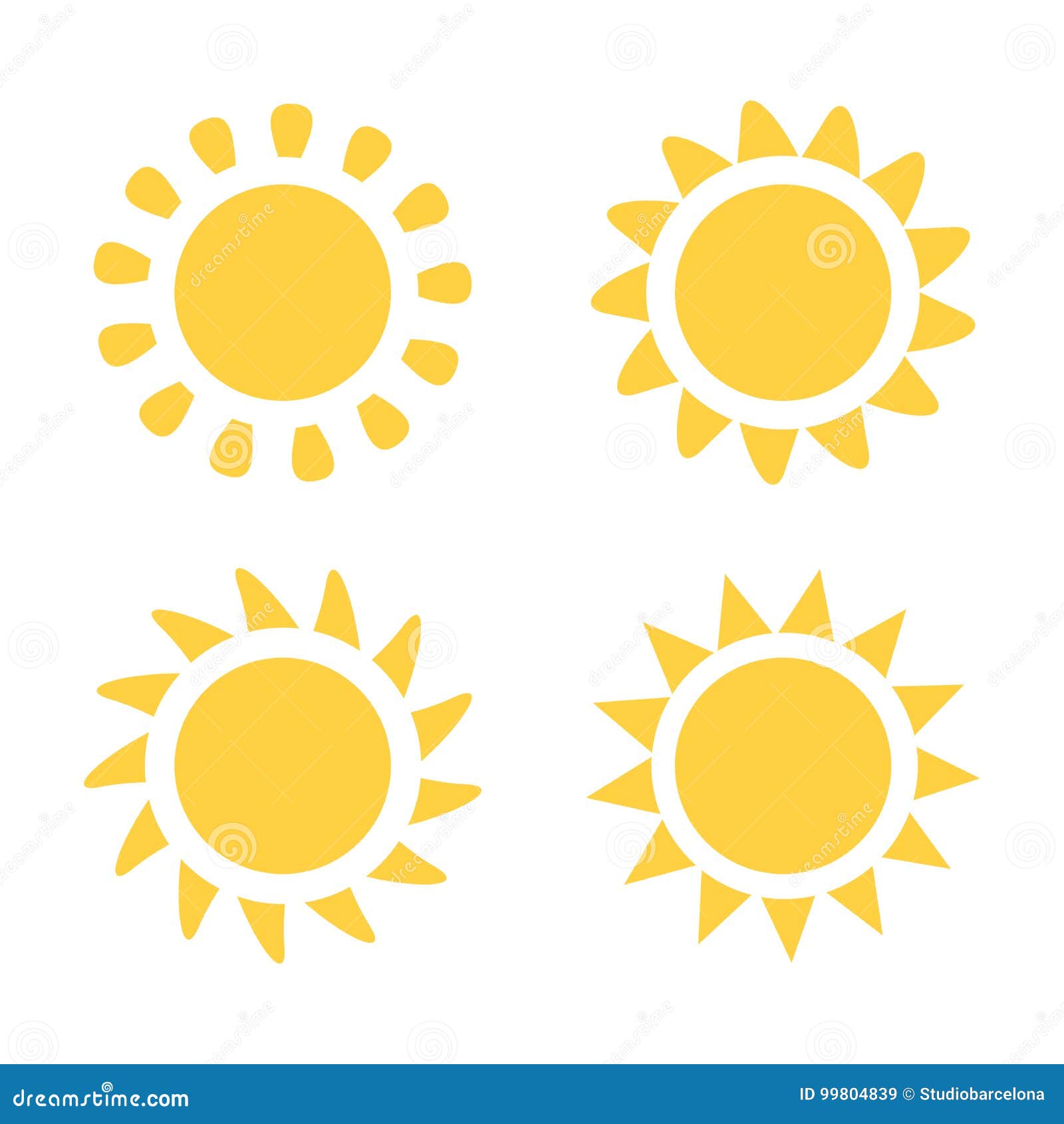 Iconos lindos del sol ilustración del vector. Ilustración de verano ...