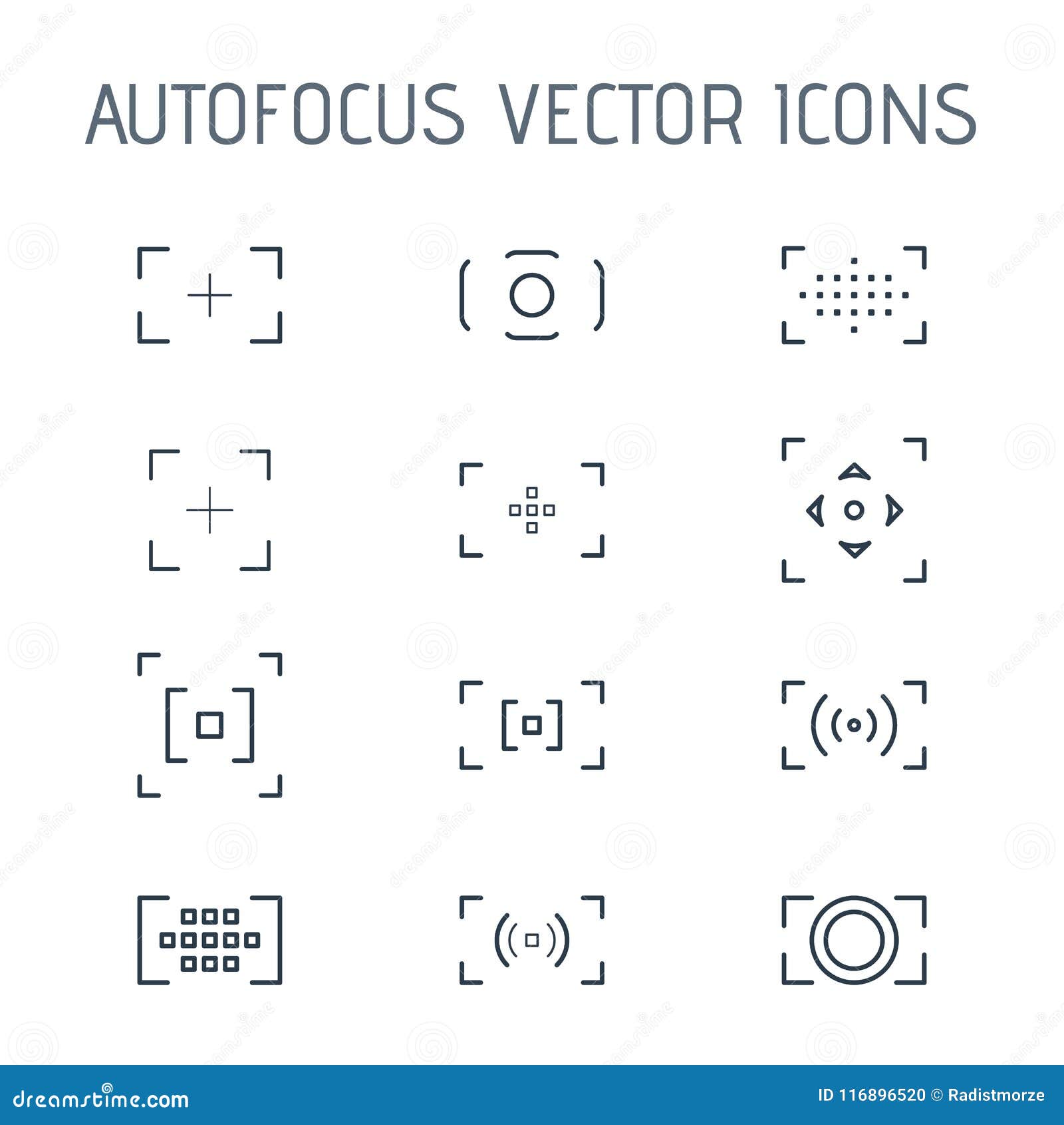 Iconos Lineares Del Vector Del Autofocus Ilustración del Vector ...