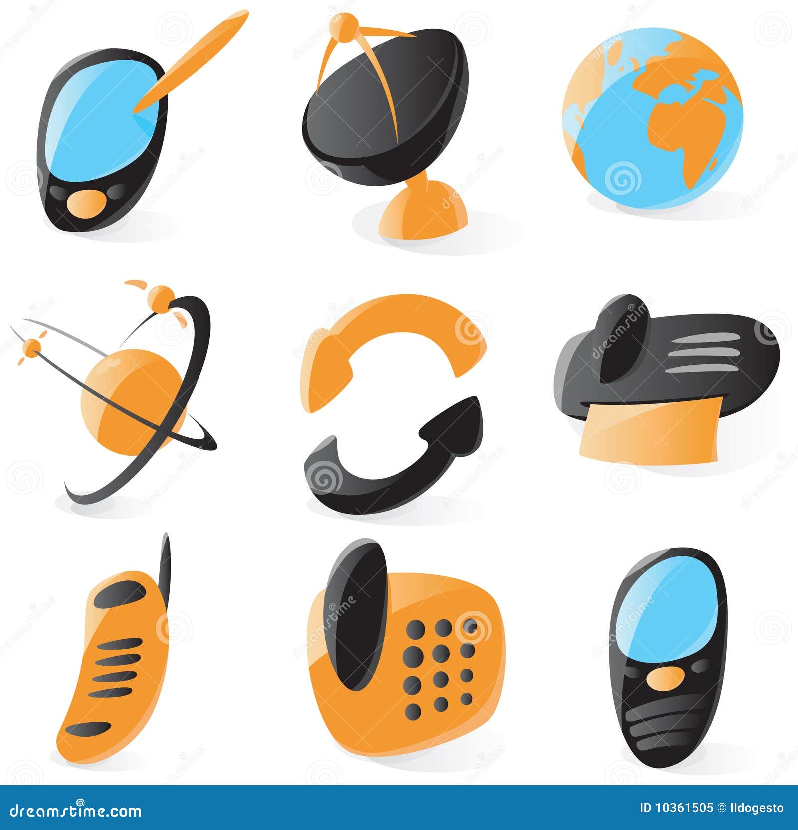 Iconos Lisos De Las Telecomunicaciones Ilustración del Vector ...
