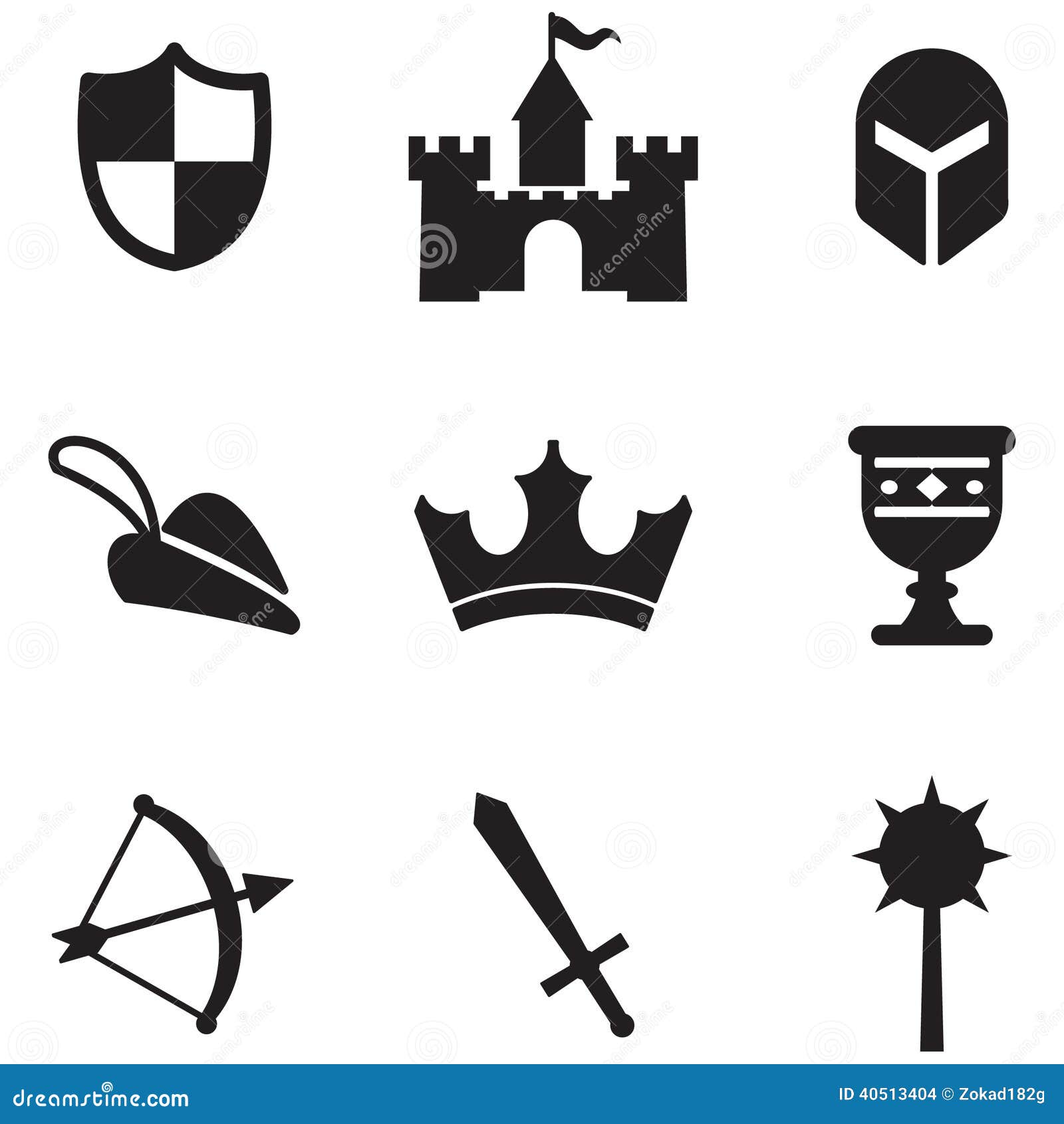 Iconos medievales ilustración del vector. Ilustración de negro - 40513404