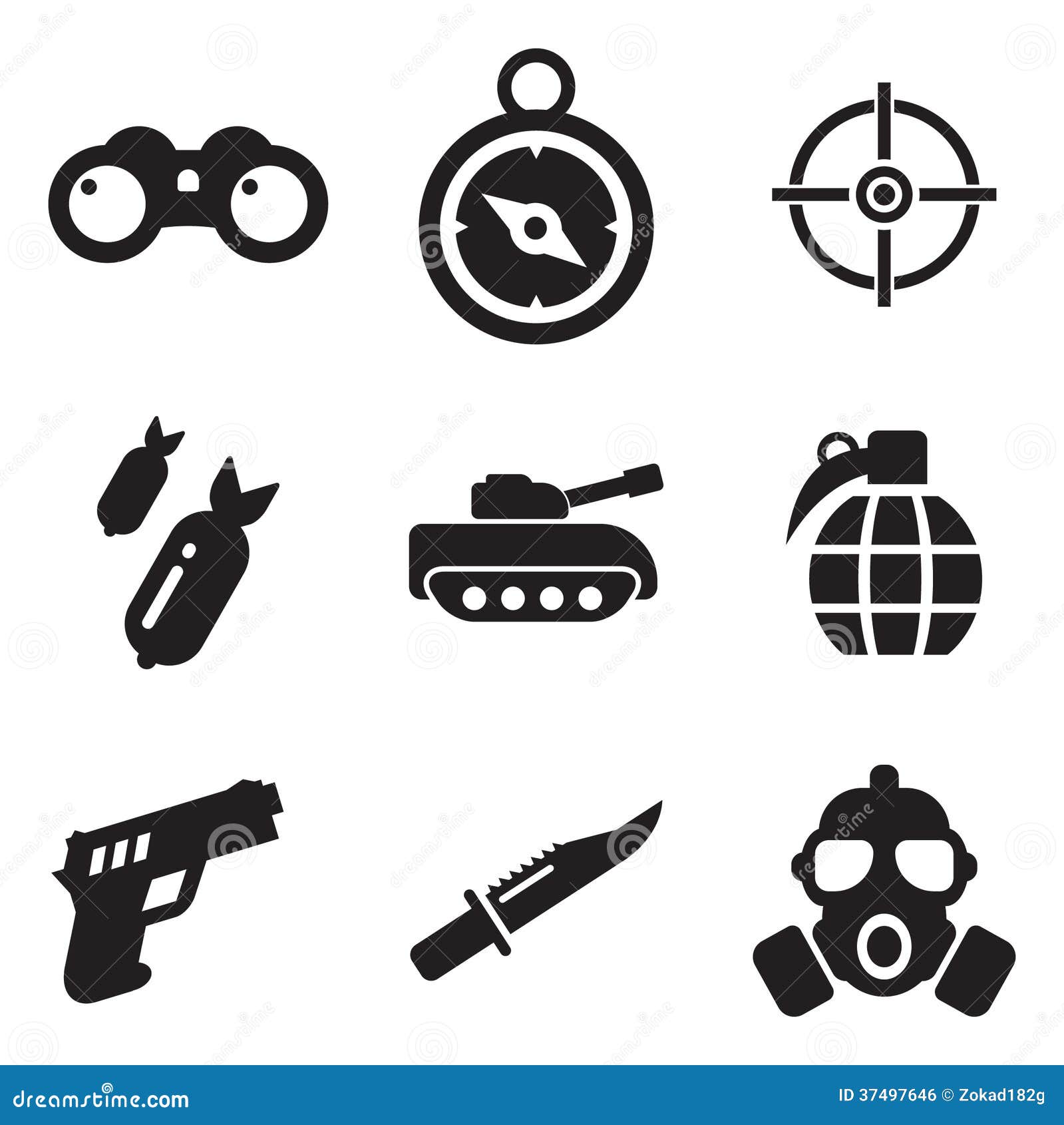 Iconos militares ilustración del vector. Ilustración de bomba - 37497646