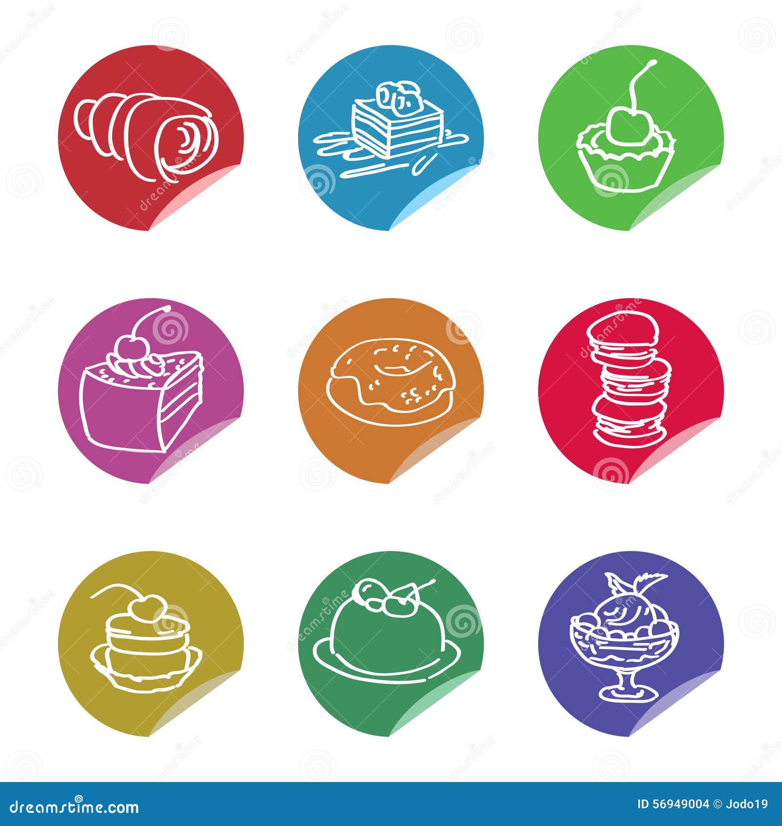 Iconos Multicolores Del Vector Con Los Dulces Ilustración del Vector ...