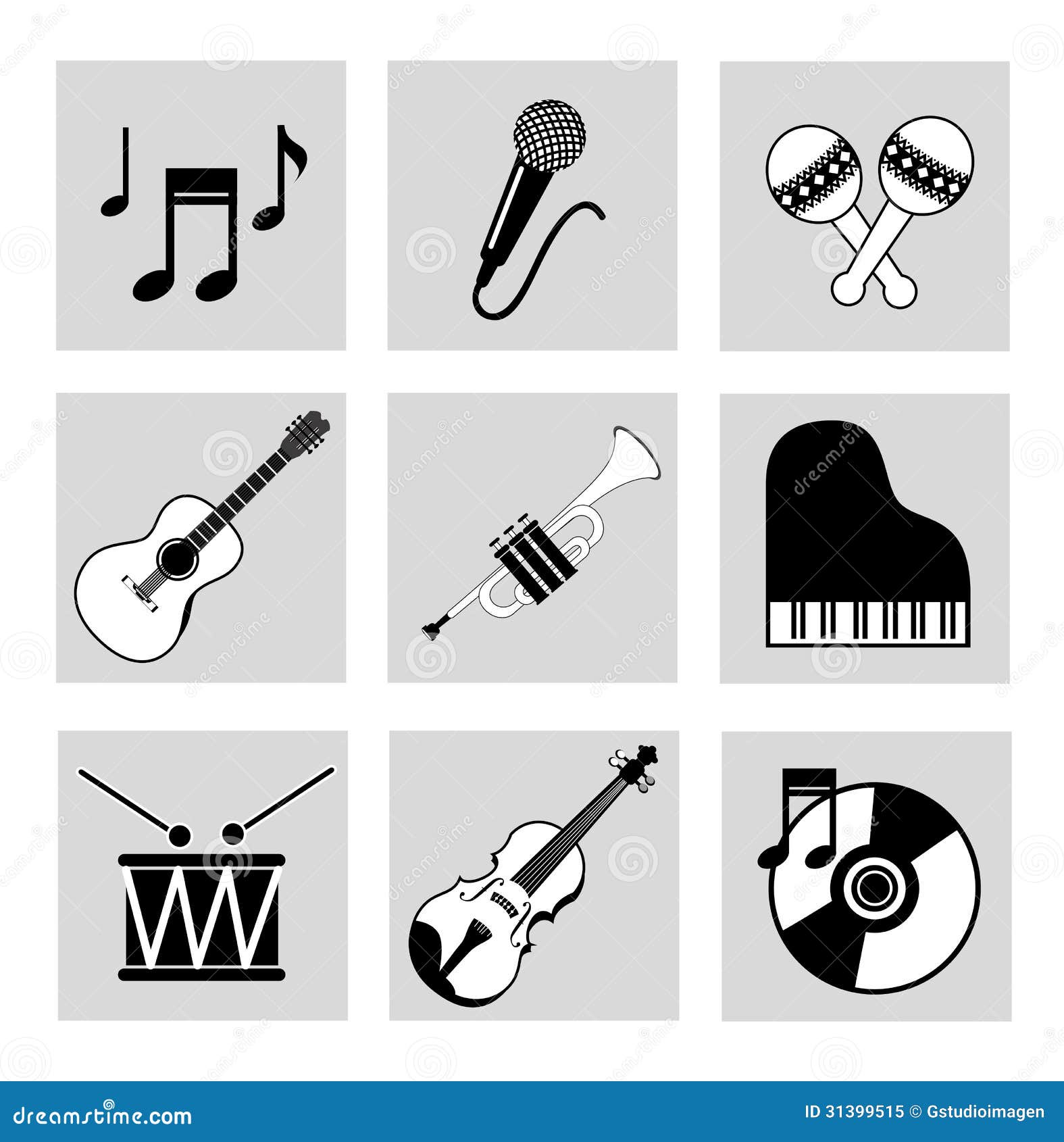 Iconos musicales ilustración del vector. Ilustración de género - 31399515