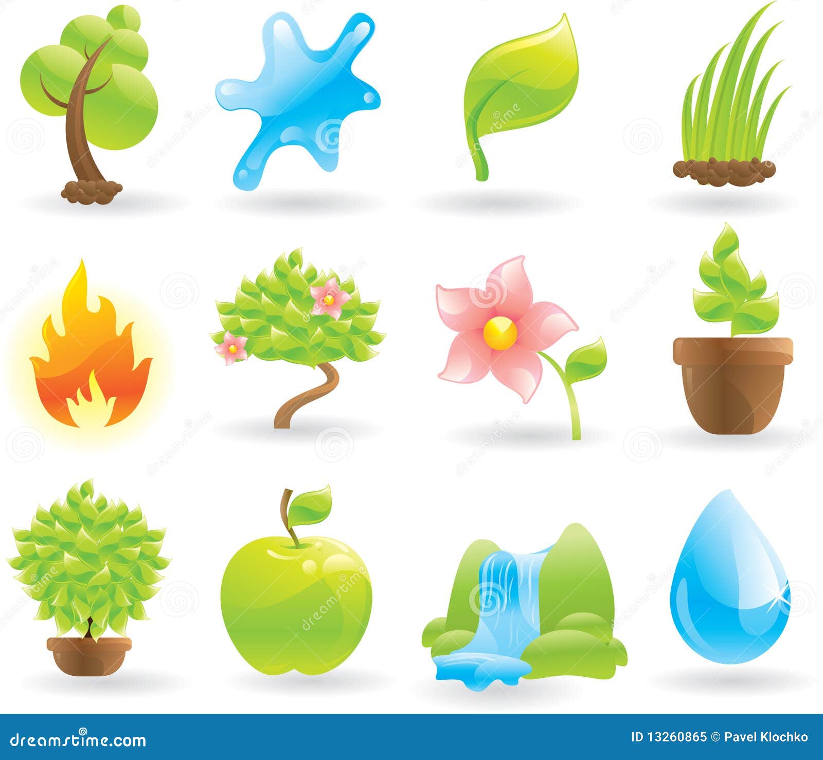 Iconos naturales fijados ilustración del vector. Ilustración de flor ...